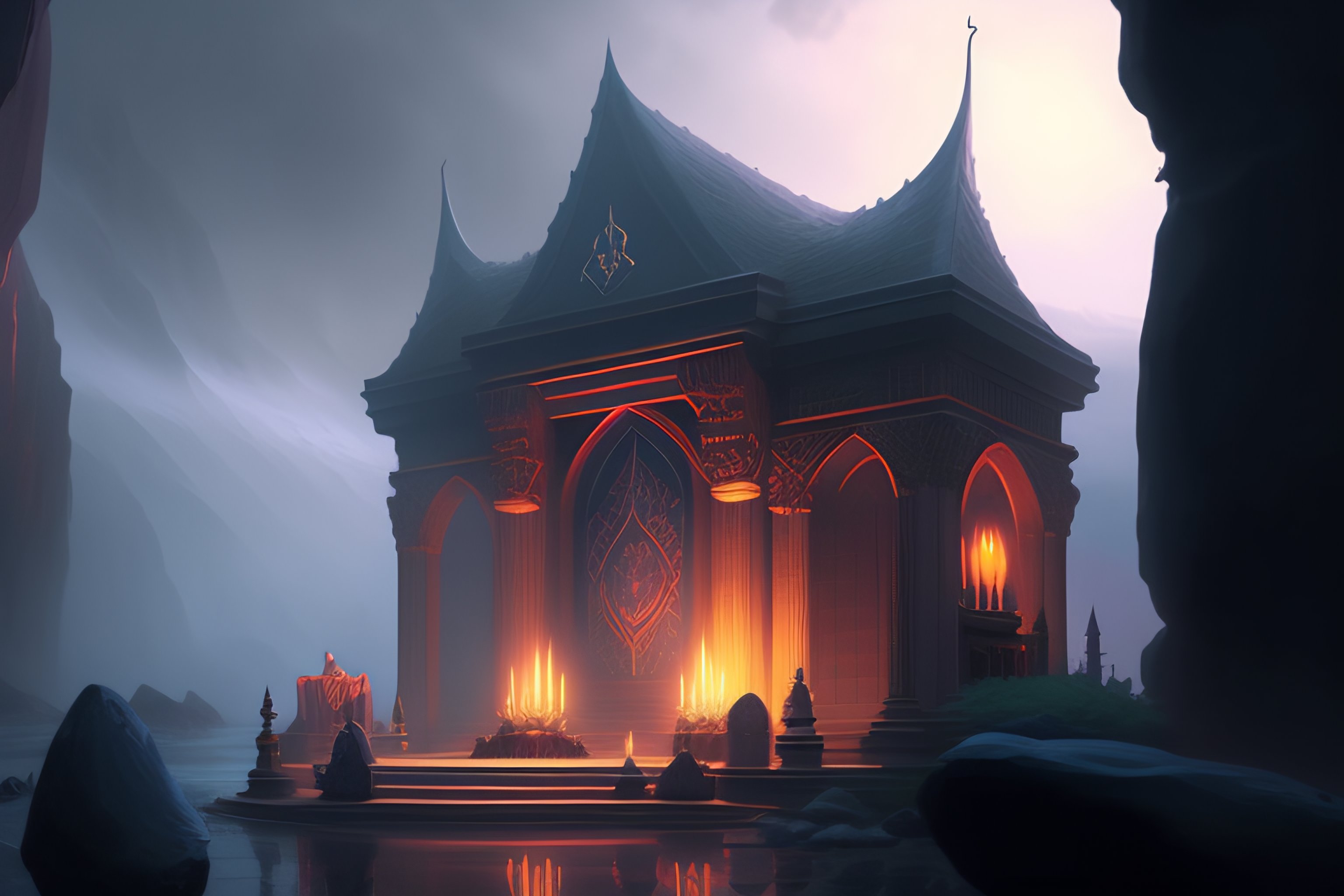 Lexica - Establishing shot of an epic demonic summoning ritual ...