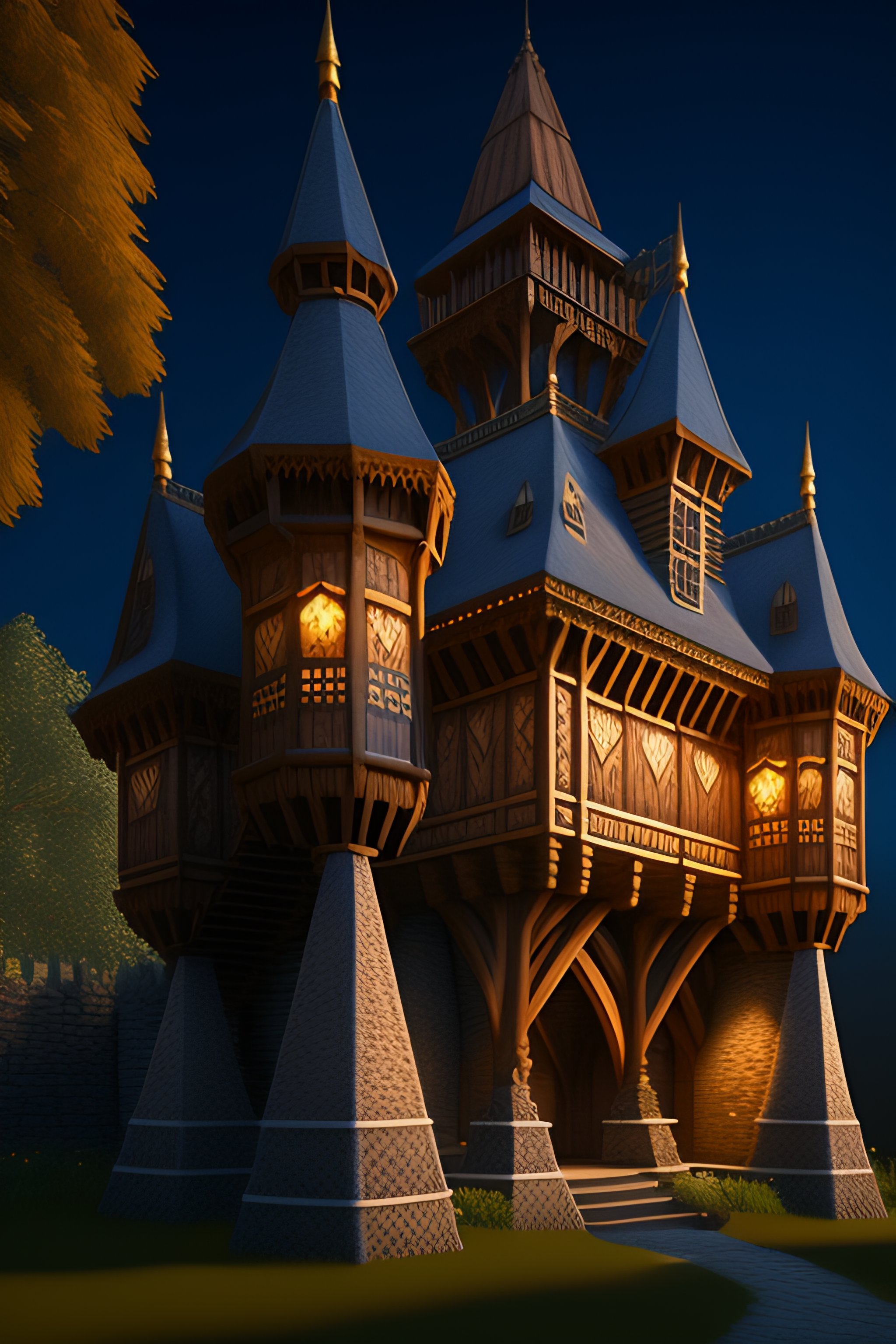Lexica - Digital image of a wooden castle using V-Ray and the MEDIEVAL ...