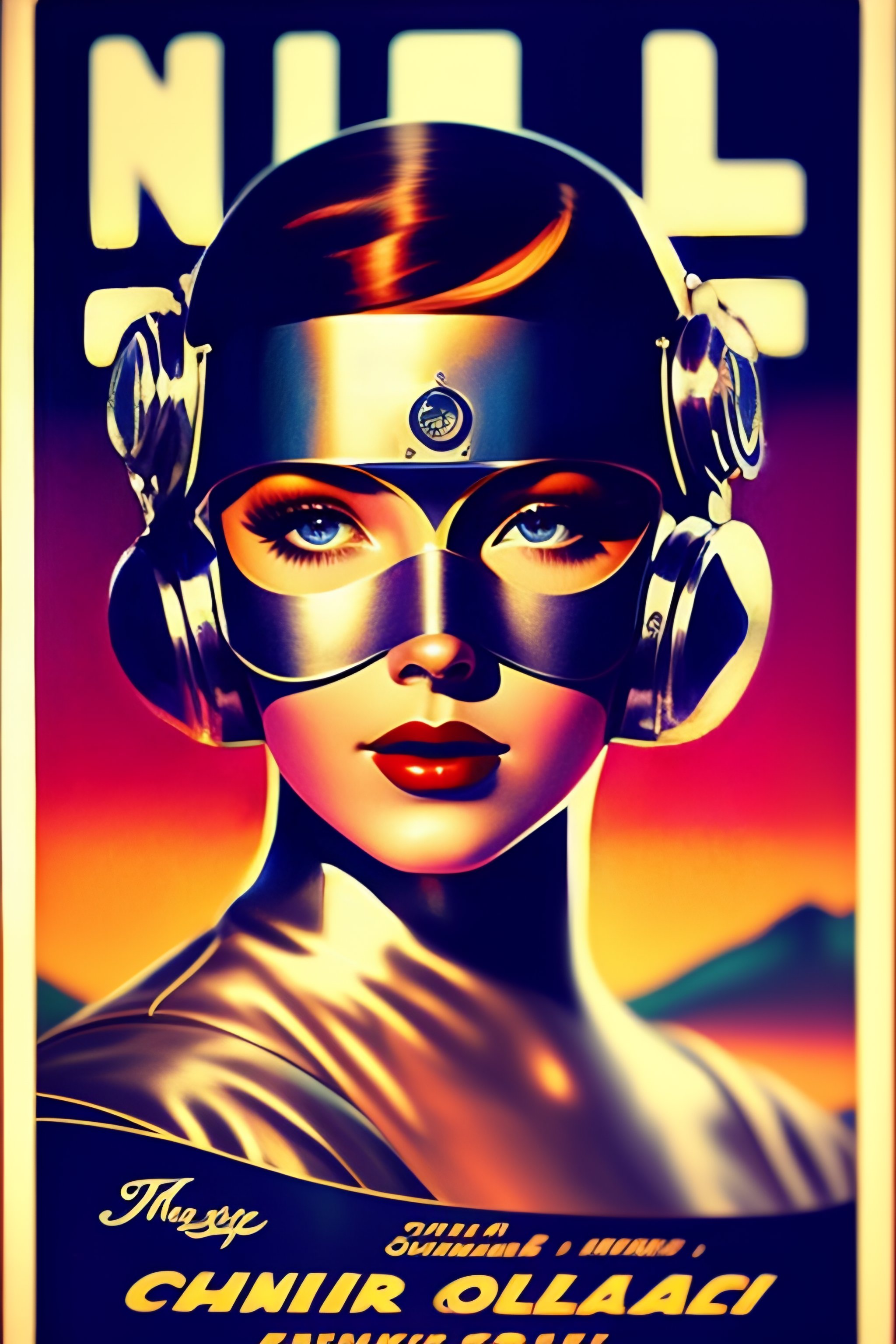 Lexica - She has a mask, the mask is chrome with lights inside from the ...