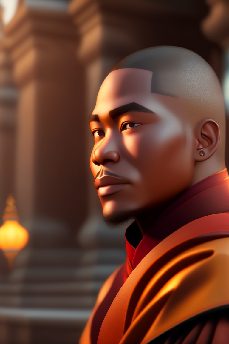 Lexica - Close up portrait of a monk in the background, disney, pixar