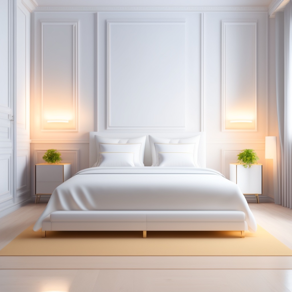 Lexica - Minimalist clean spacious and bright bedroom. Front centered ...