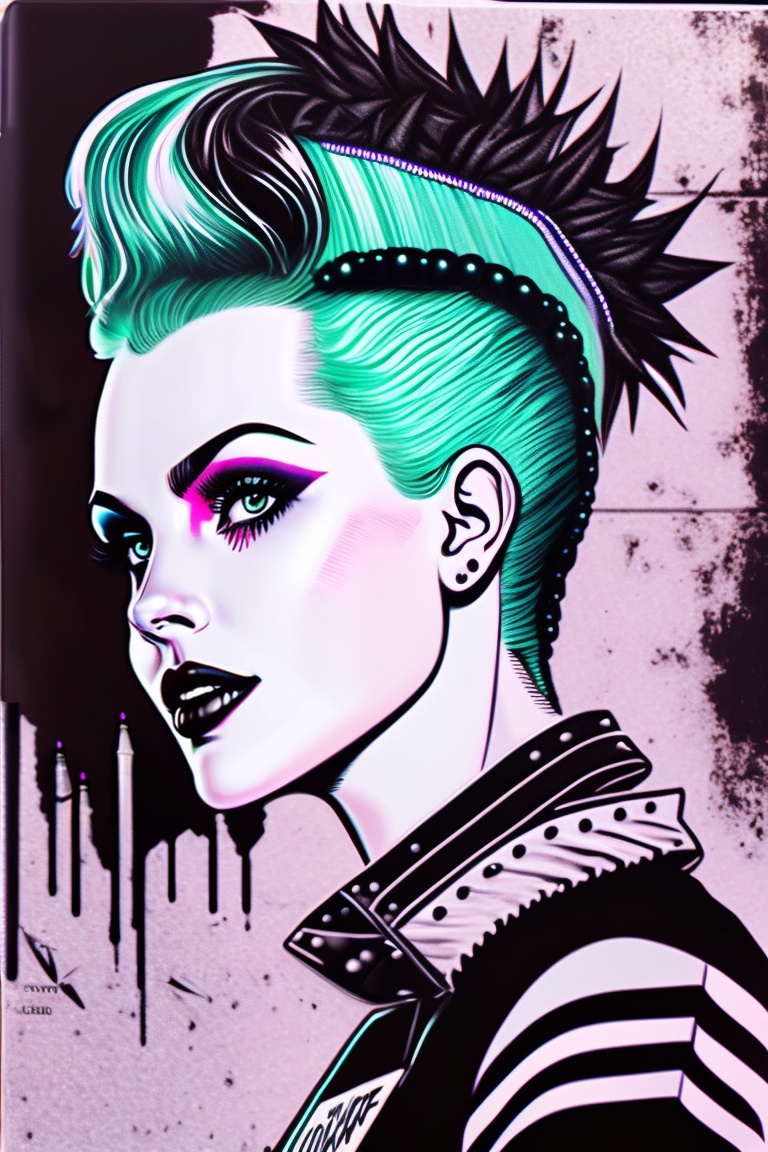 Lexica - 1990;s UK punk Mohican roller derby skater girl gritty pop art ...