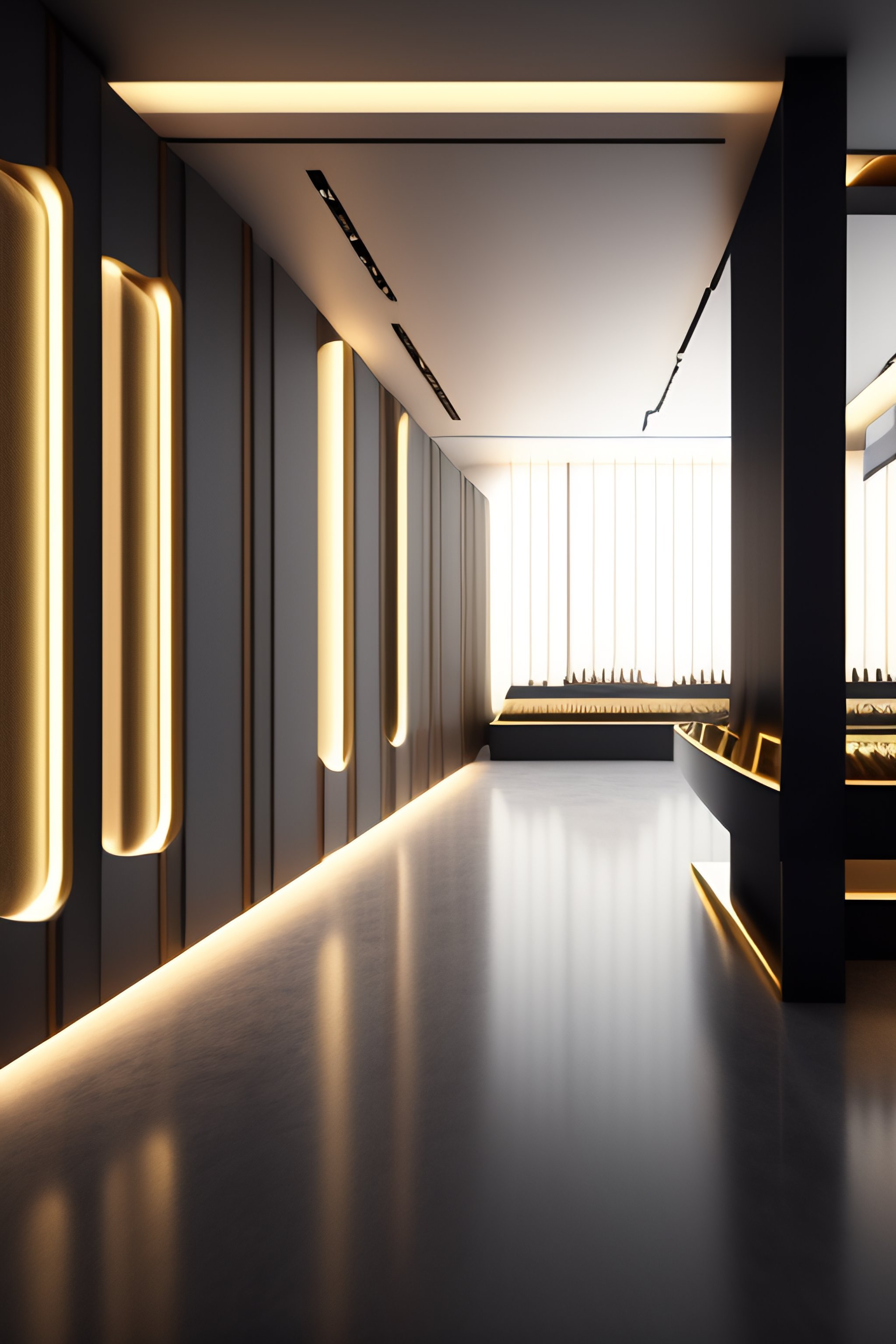Lexica - Minimalistic Louis Vuitton store, interior, concrete floor ...
