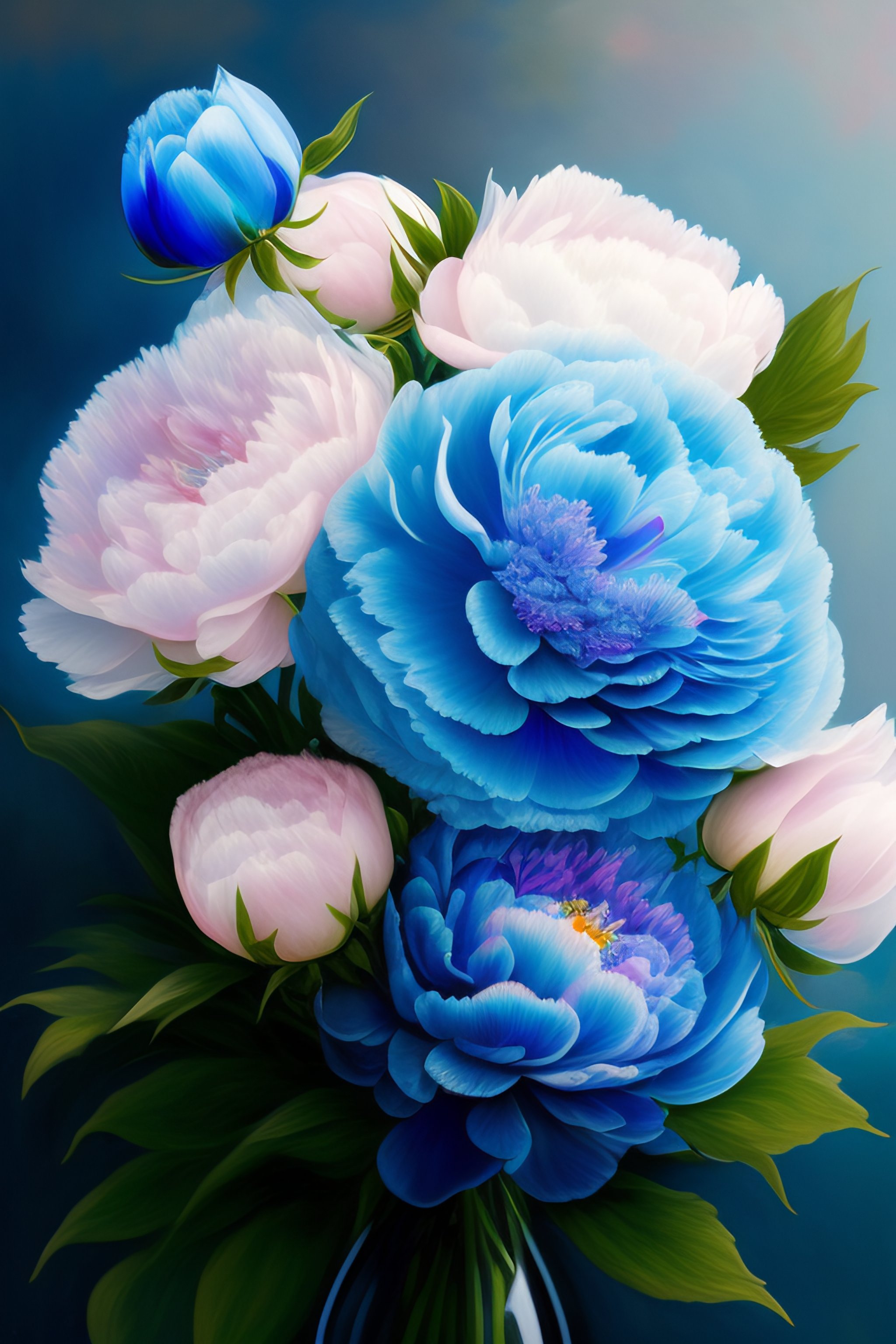 Lexica - Blue peonies from a unicorn