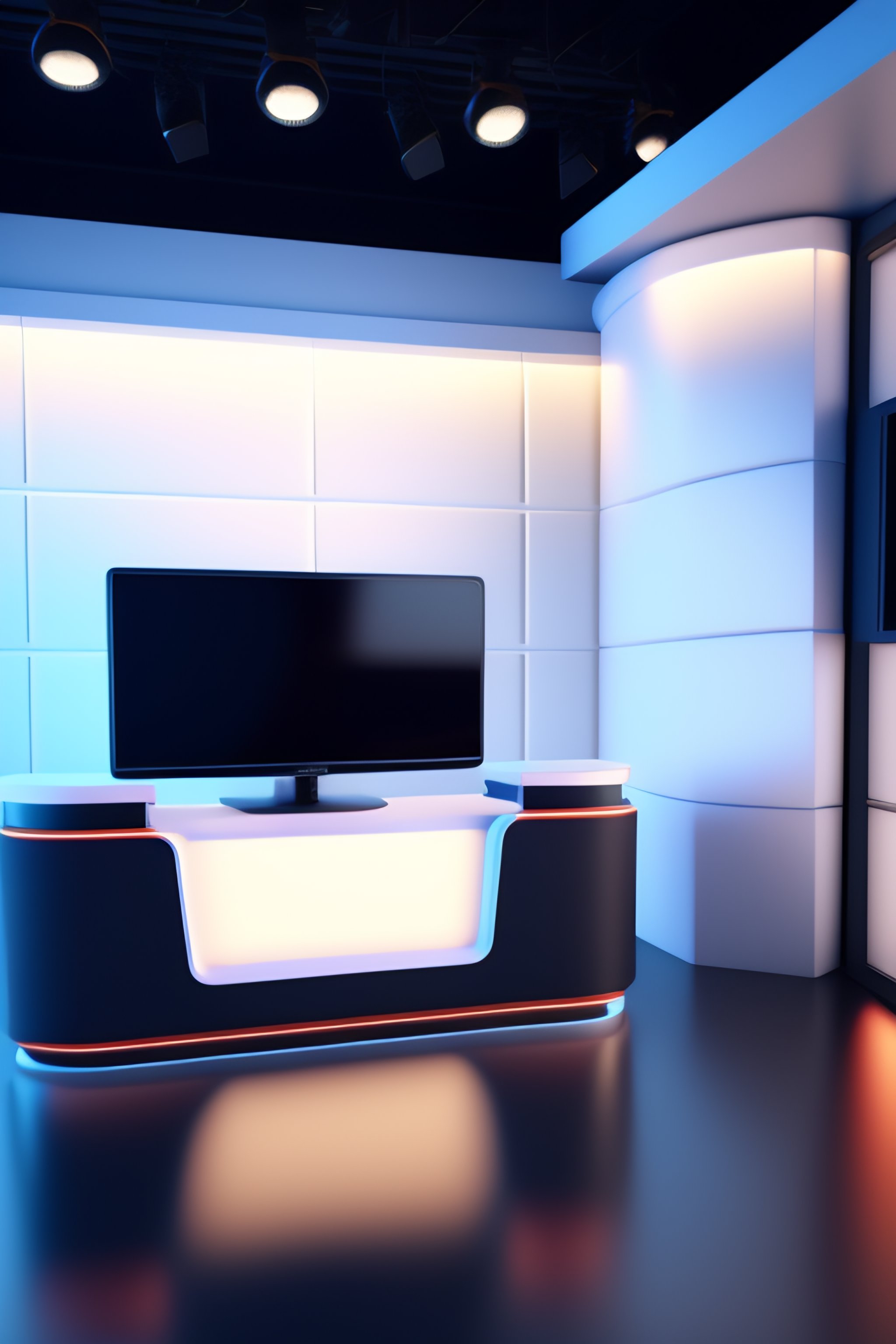 Lexica - A low poly 3d model of a television news studio with a ...
