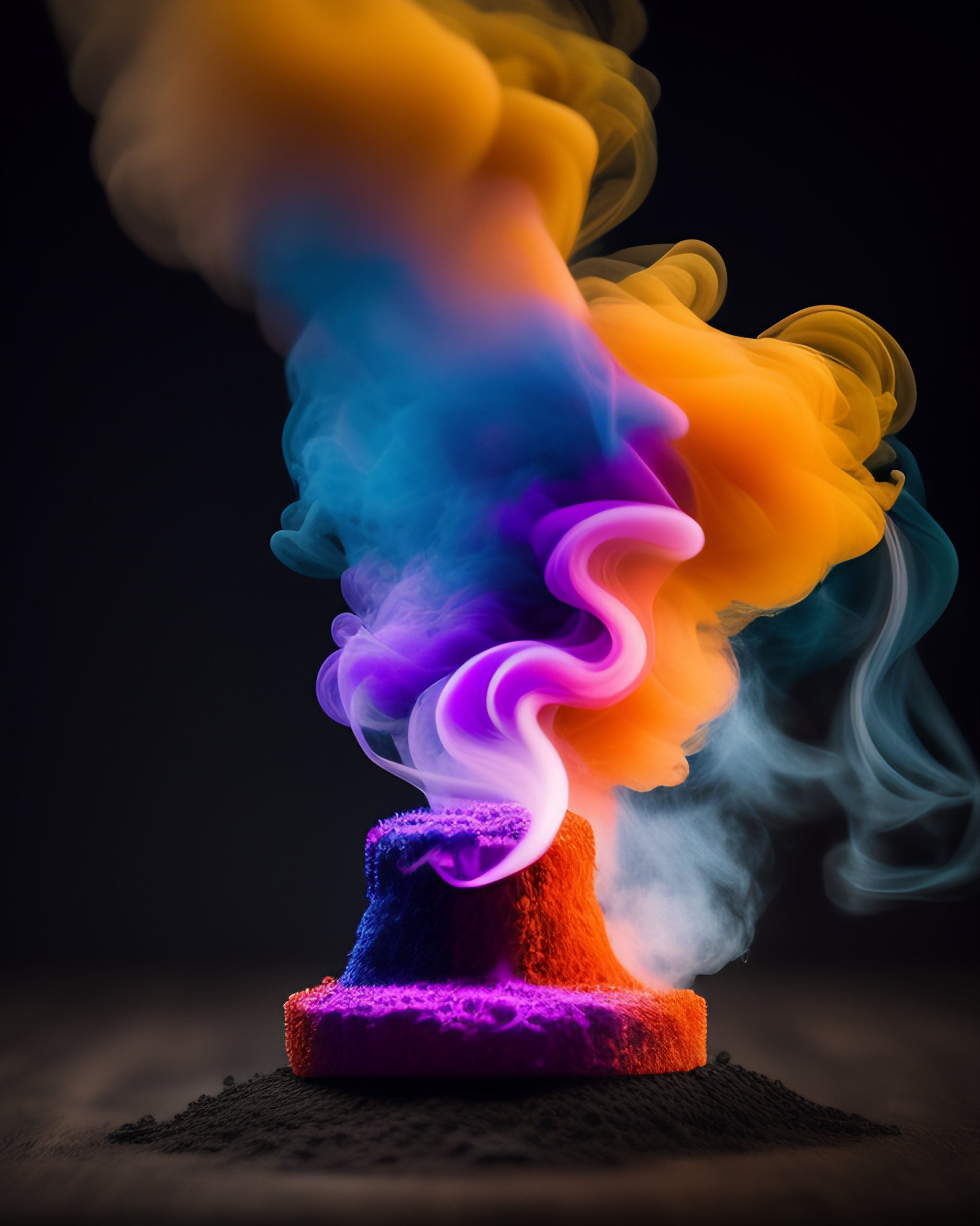 Colored Smoke Black Background
