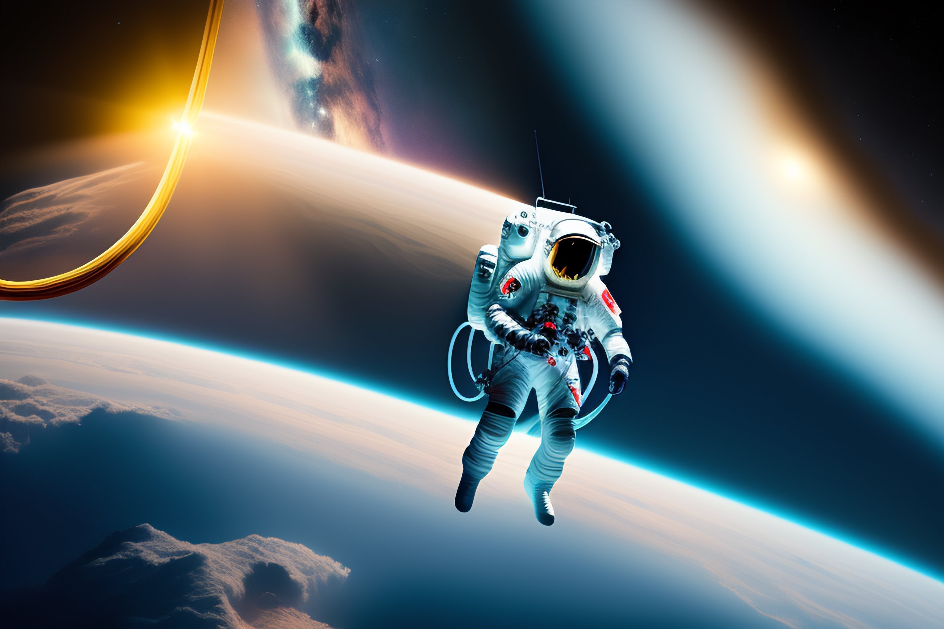 Lexica - Astronaut's arms and legs are stretched super long into noodles