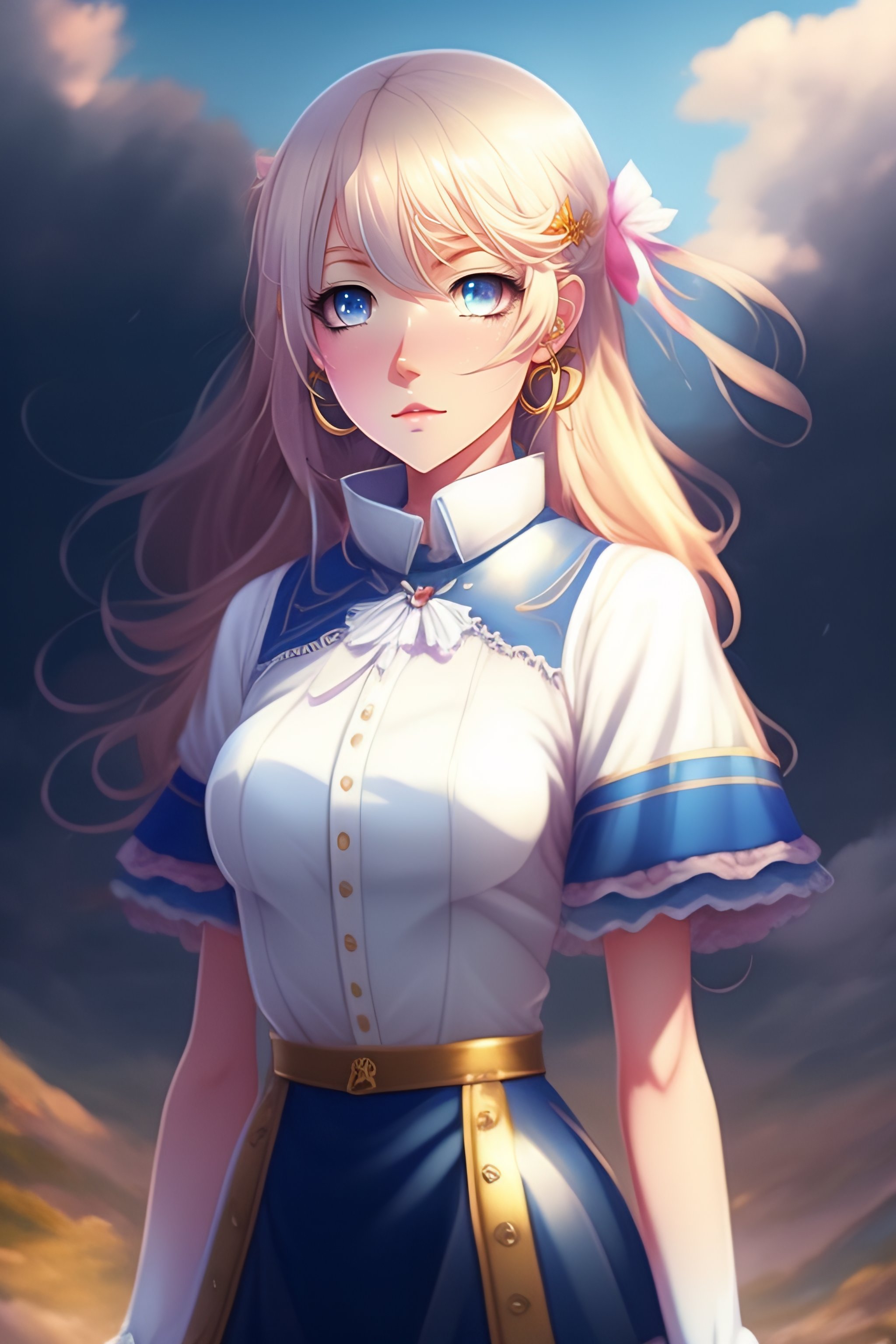 Lexica - FGO anime girl Blond, long hair, blue eyes and a pretty smile ...