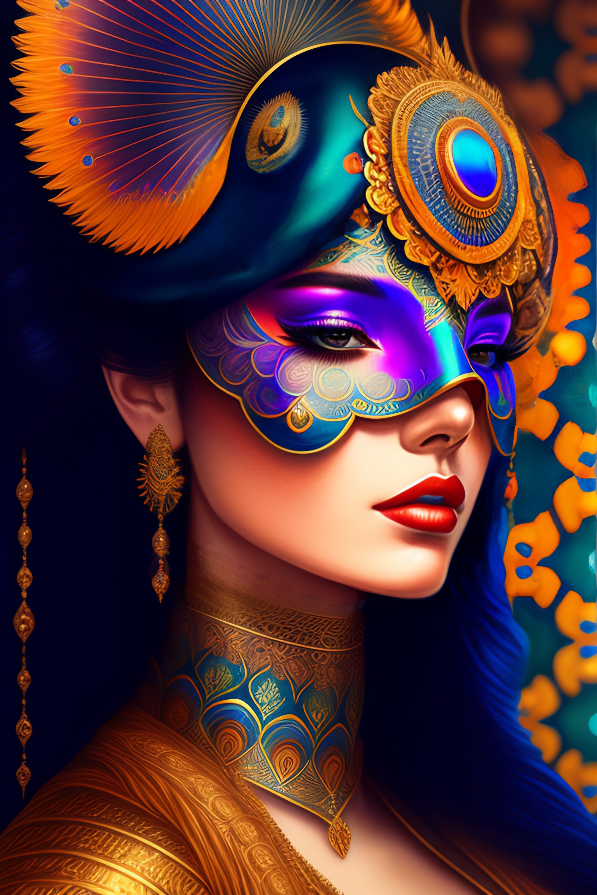 Lexica - Centered detailed portrait of a masked woman wearing a ...