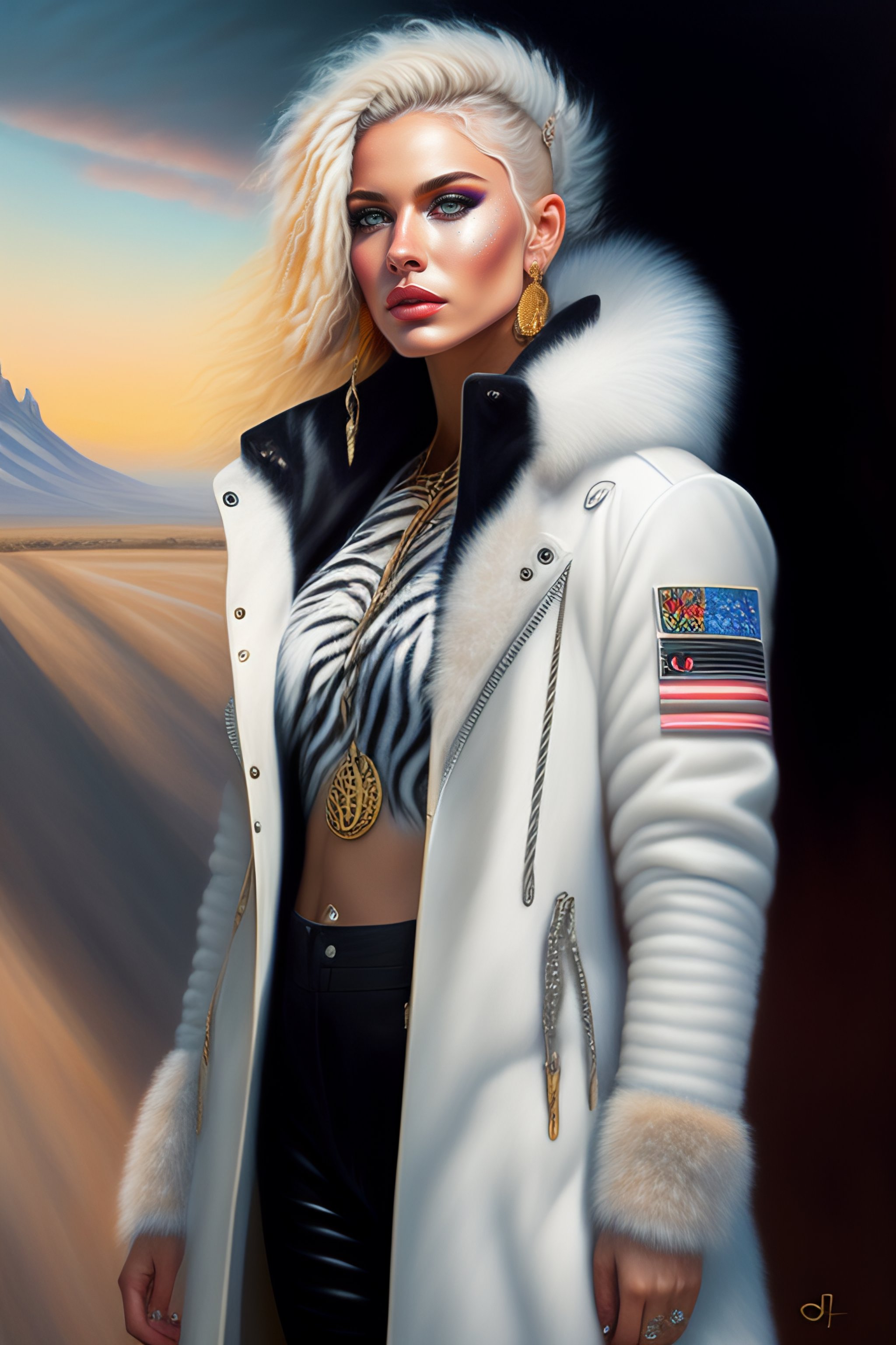 Lexica - Cute punk white tiger, mad max jacket, renaissance, cables on ...