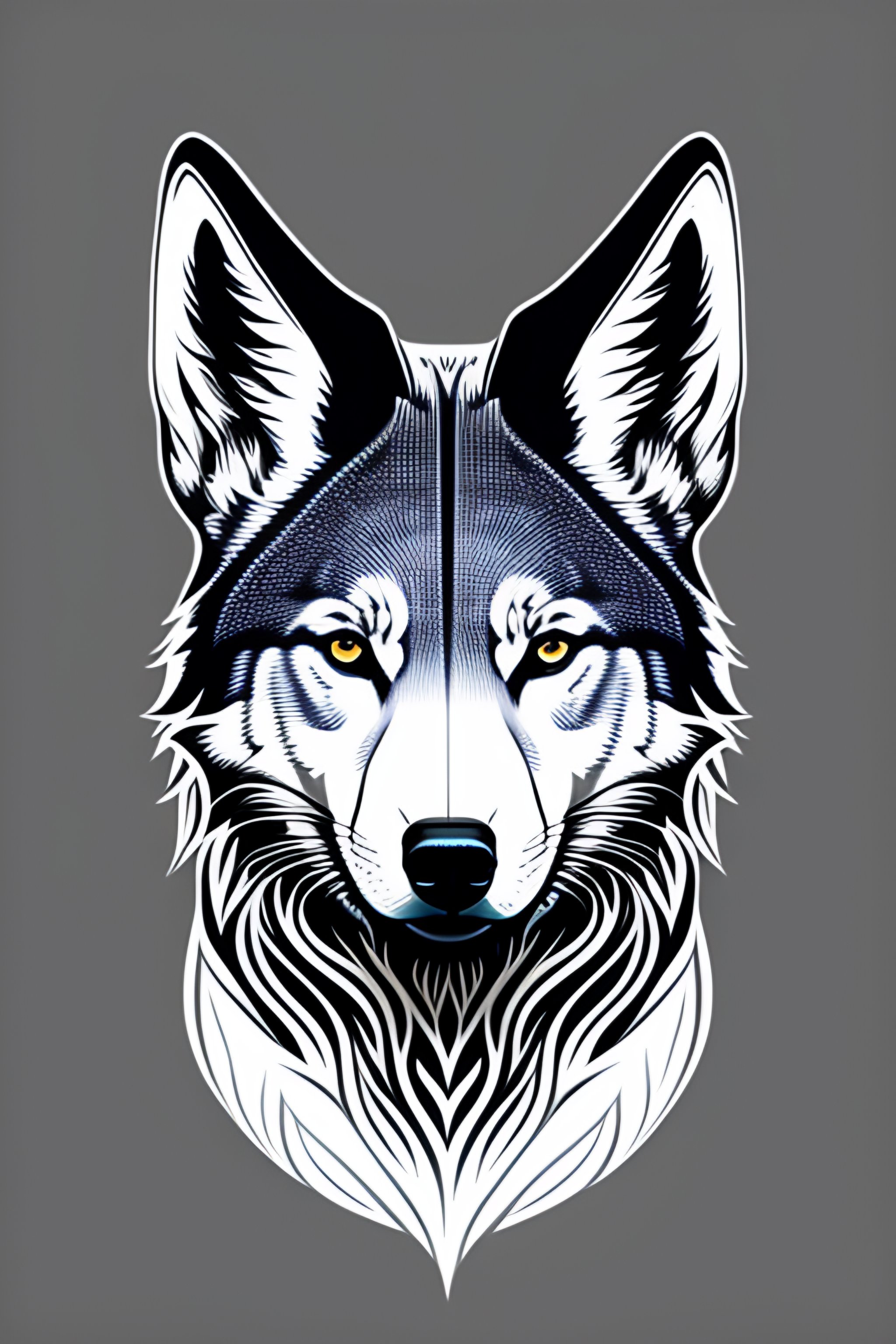 Lexica - Symmetry, one wolf head and only facing front, glare, black ...