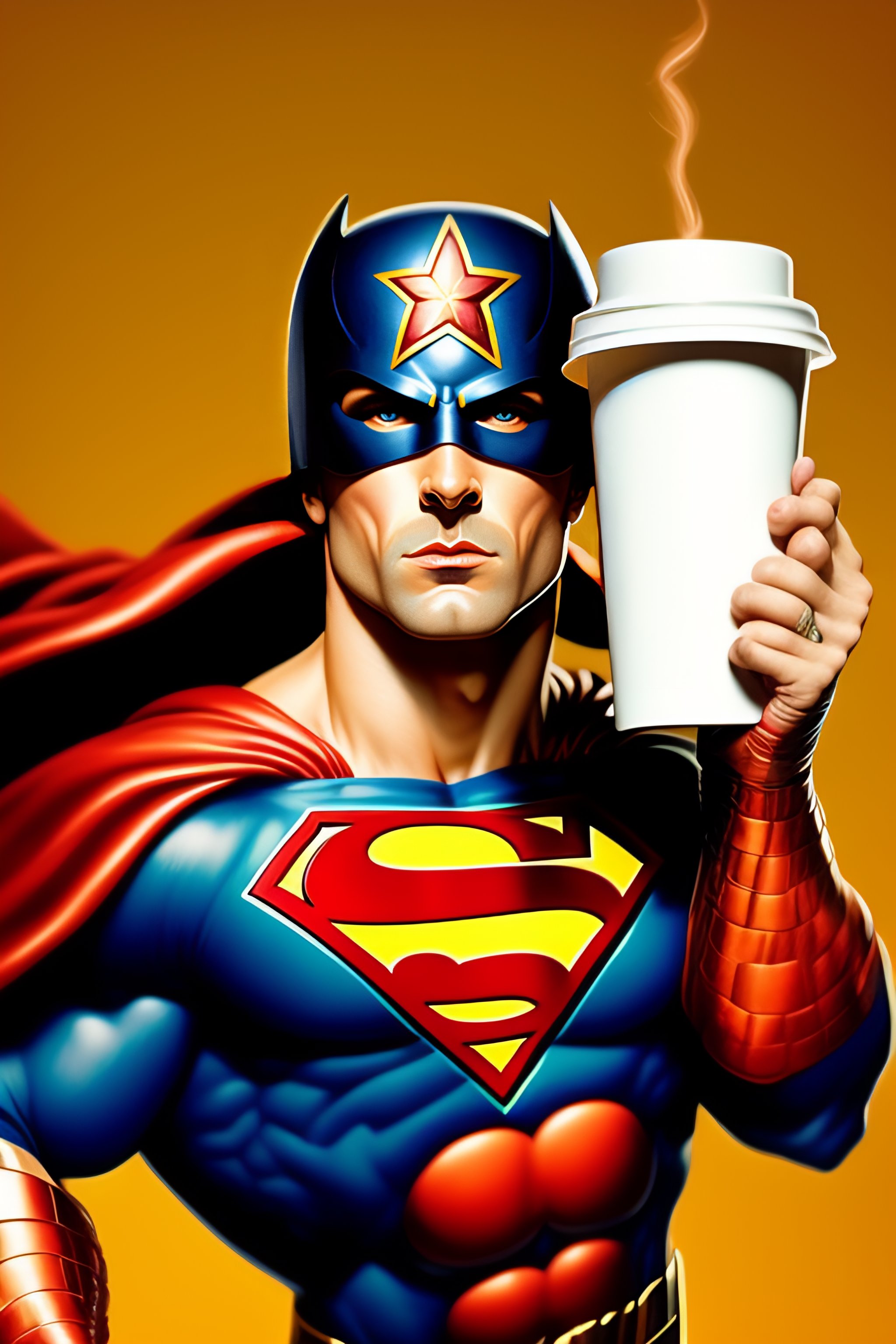 Lexica - Super hero drinking coffee