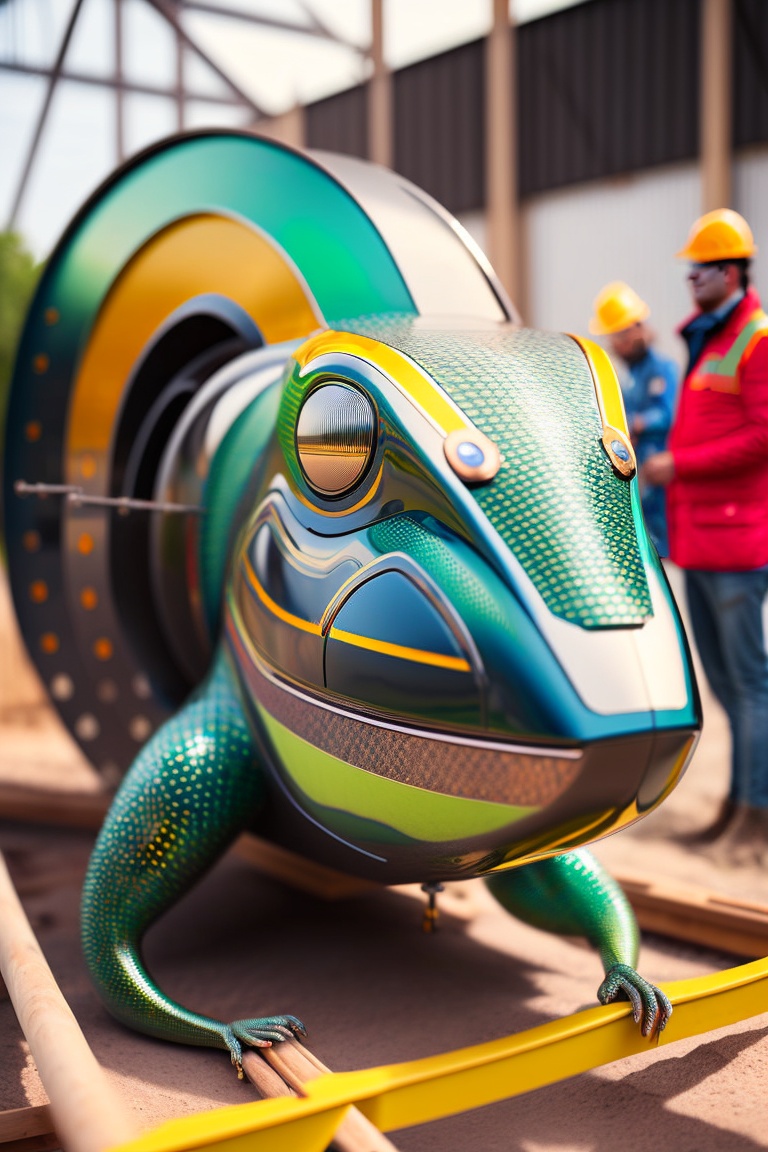 Lexica - A metal chameleon with maximum detail, cinematic, is located ...