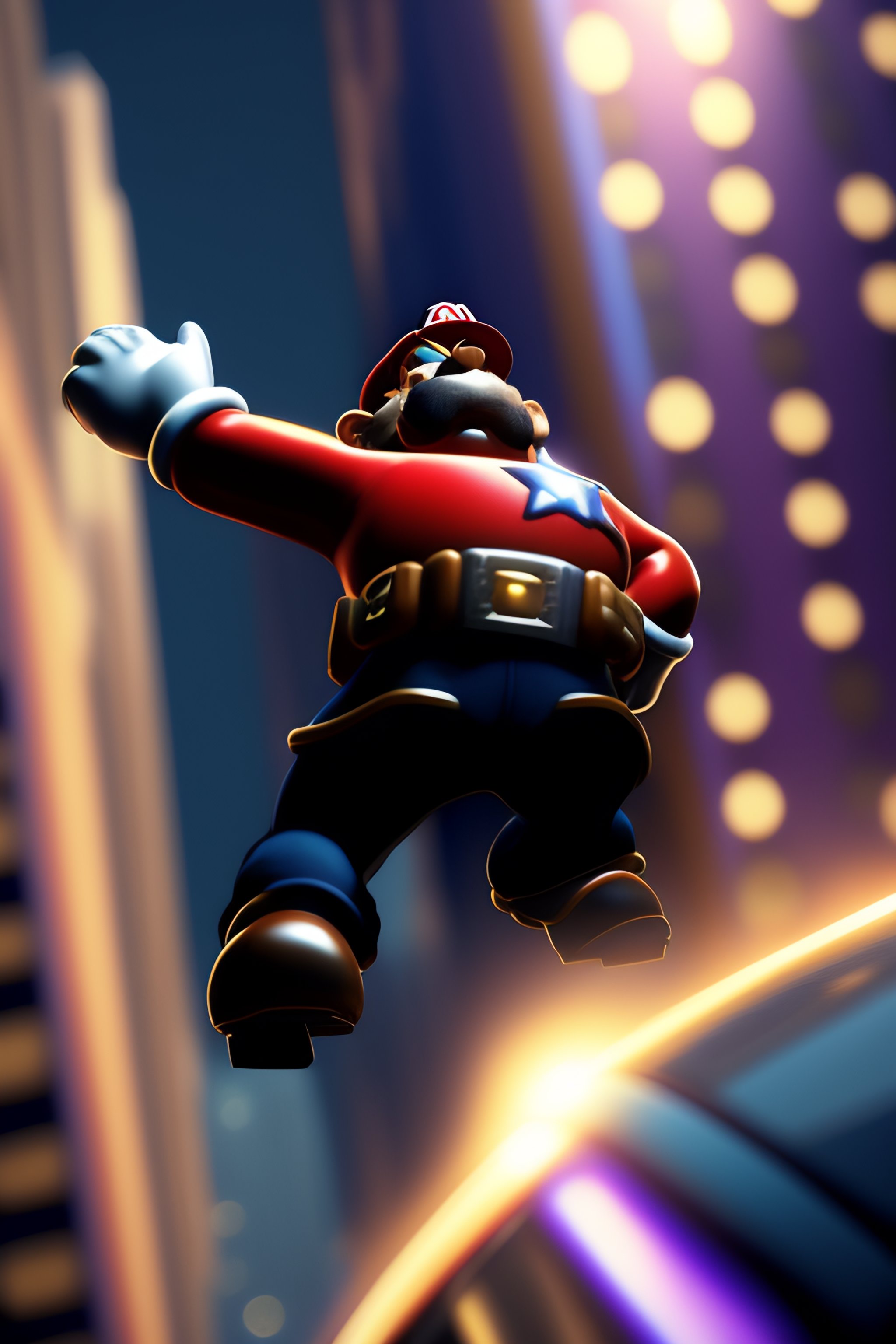 Lexica - A cinematic scene of mario falling off a skyscraper in new ...