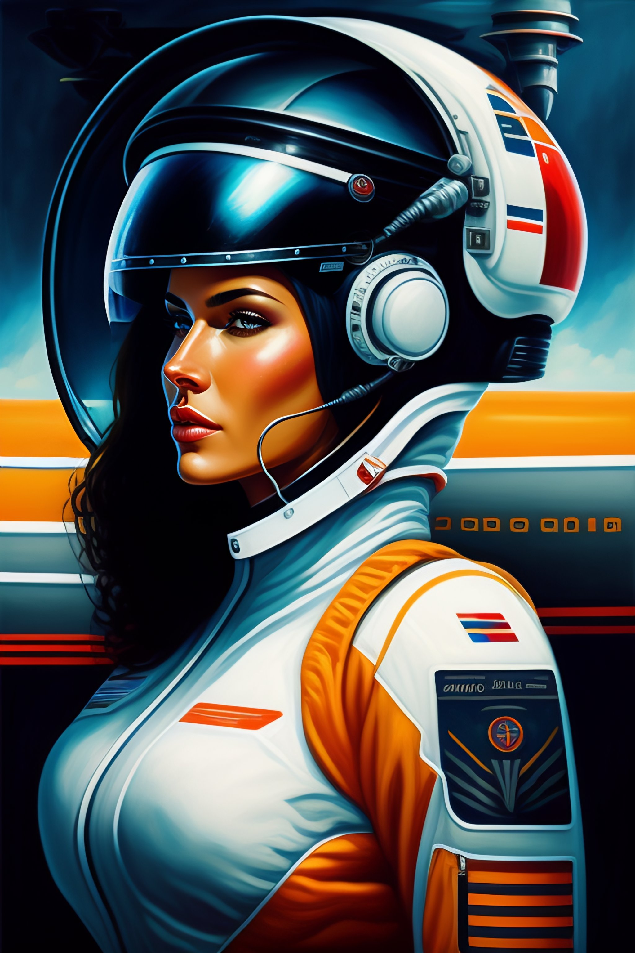 Lexica - Cyborg pilot, women,interior cockpit, low detail, 2d image ...