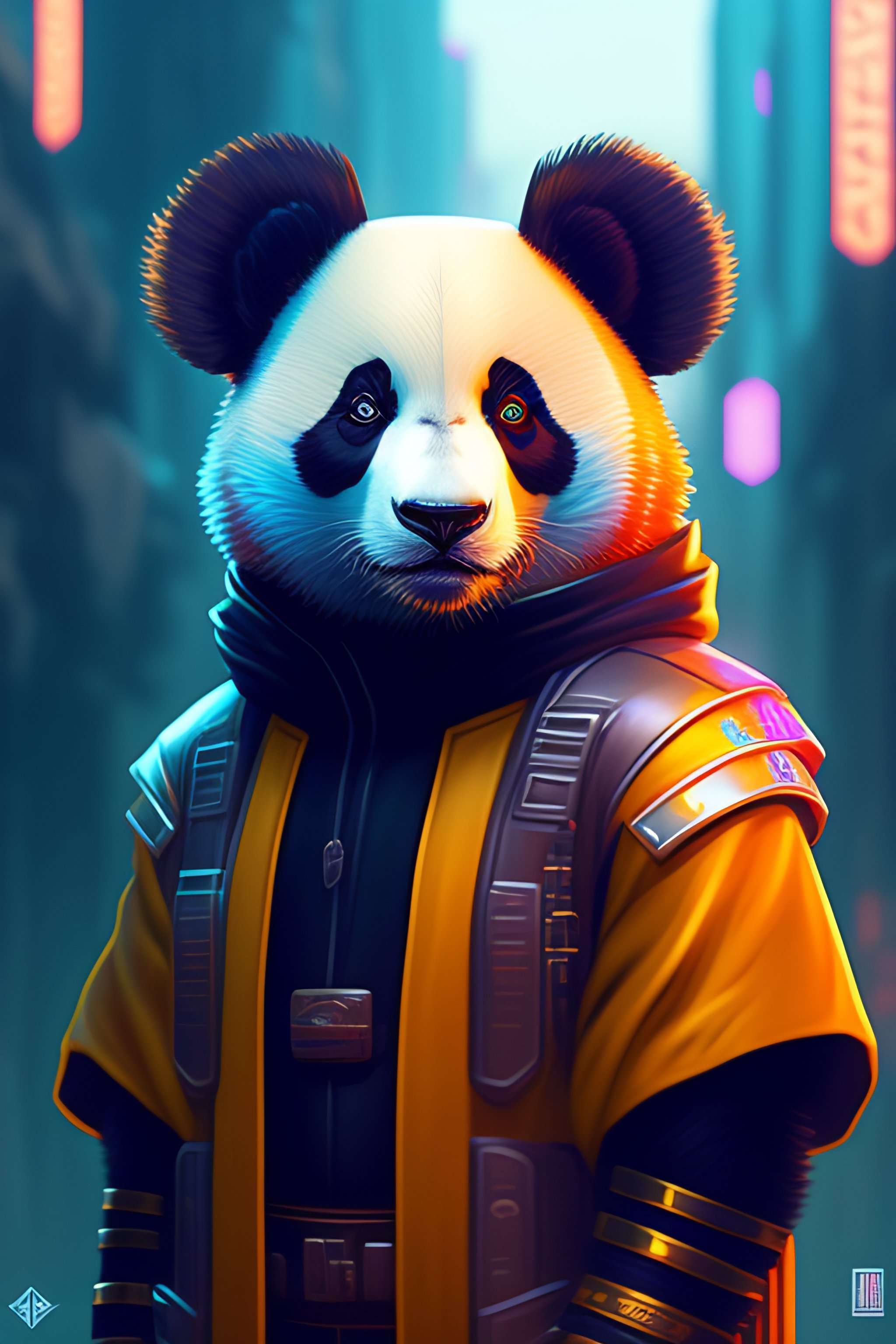 Lexica - A portrait of a cyberpunk panda, mandala, fantasy, elegant ...