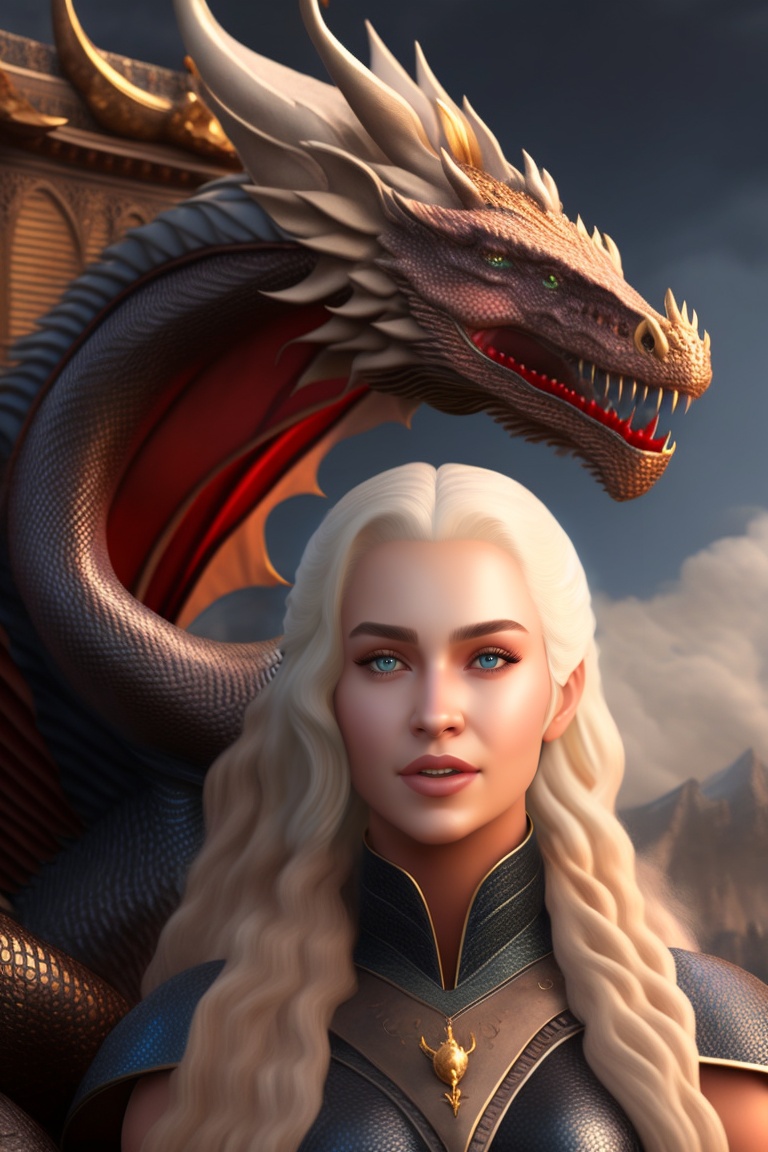 Lexica - Daenerys Targaryen ridding a dragon of the dragon --aspect 16: ...