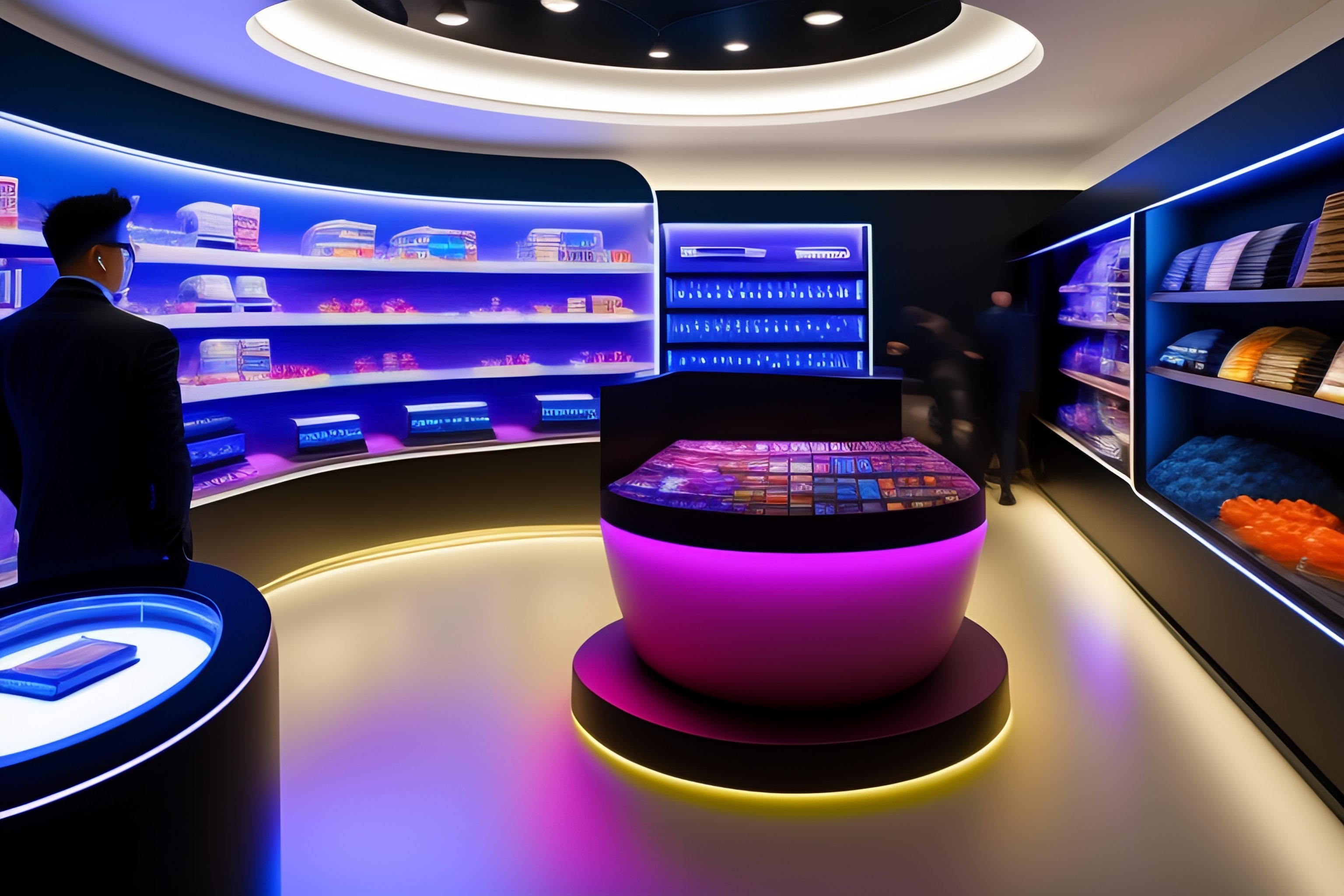 Lexica - A futuristic store with electronic products, holograms of ...
