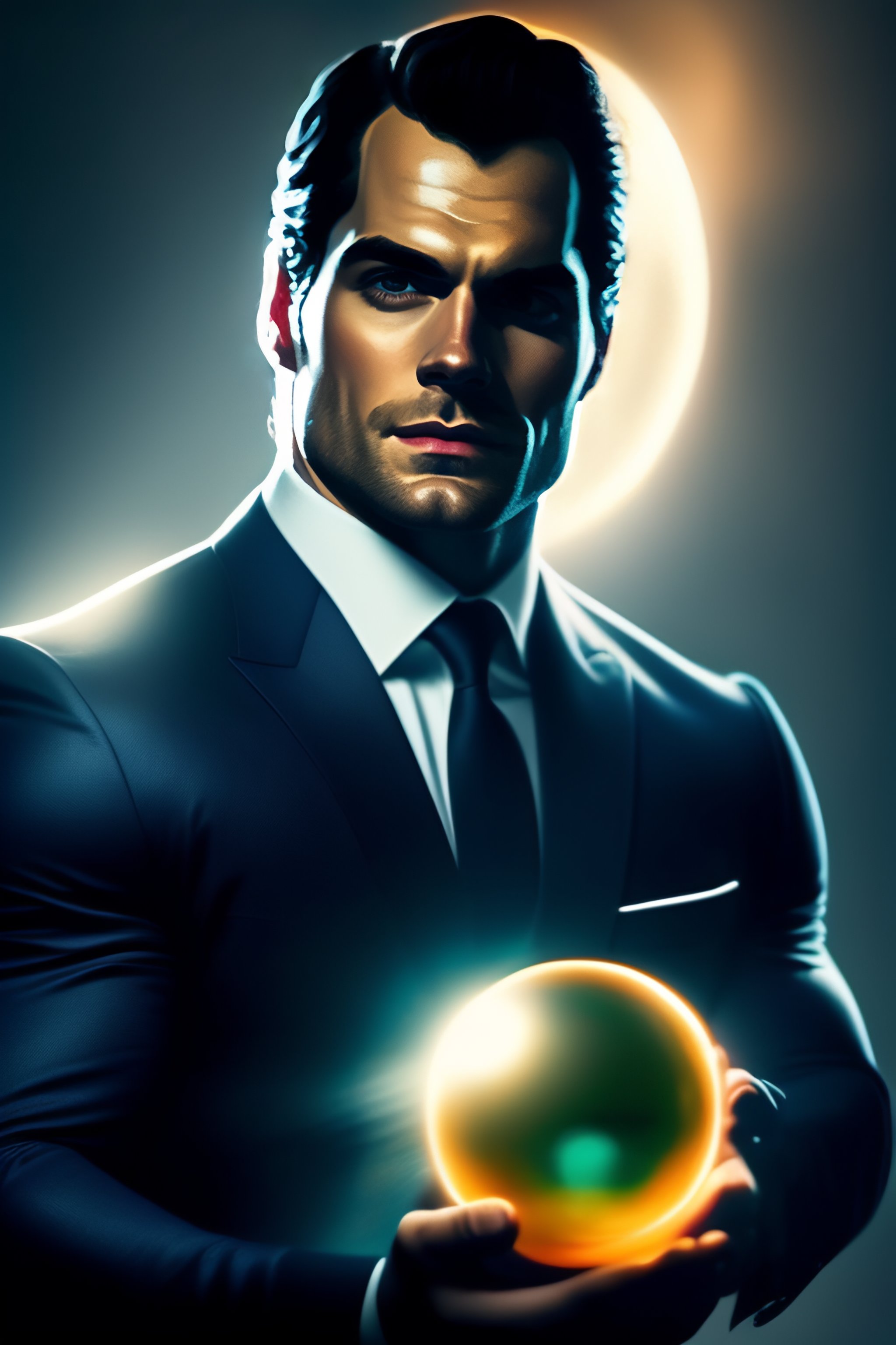 Lexica - Henry cavill holding up an glowing orb of malice, it radiates ...