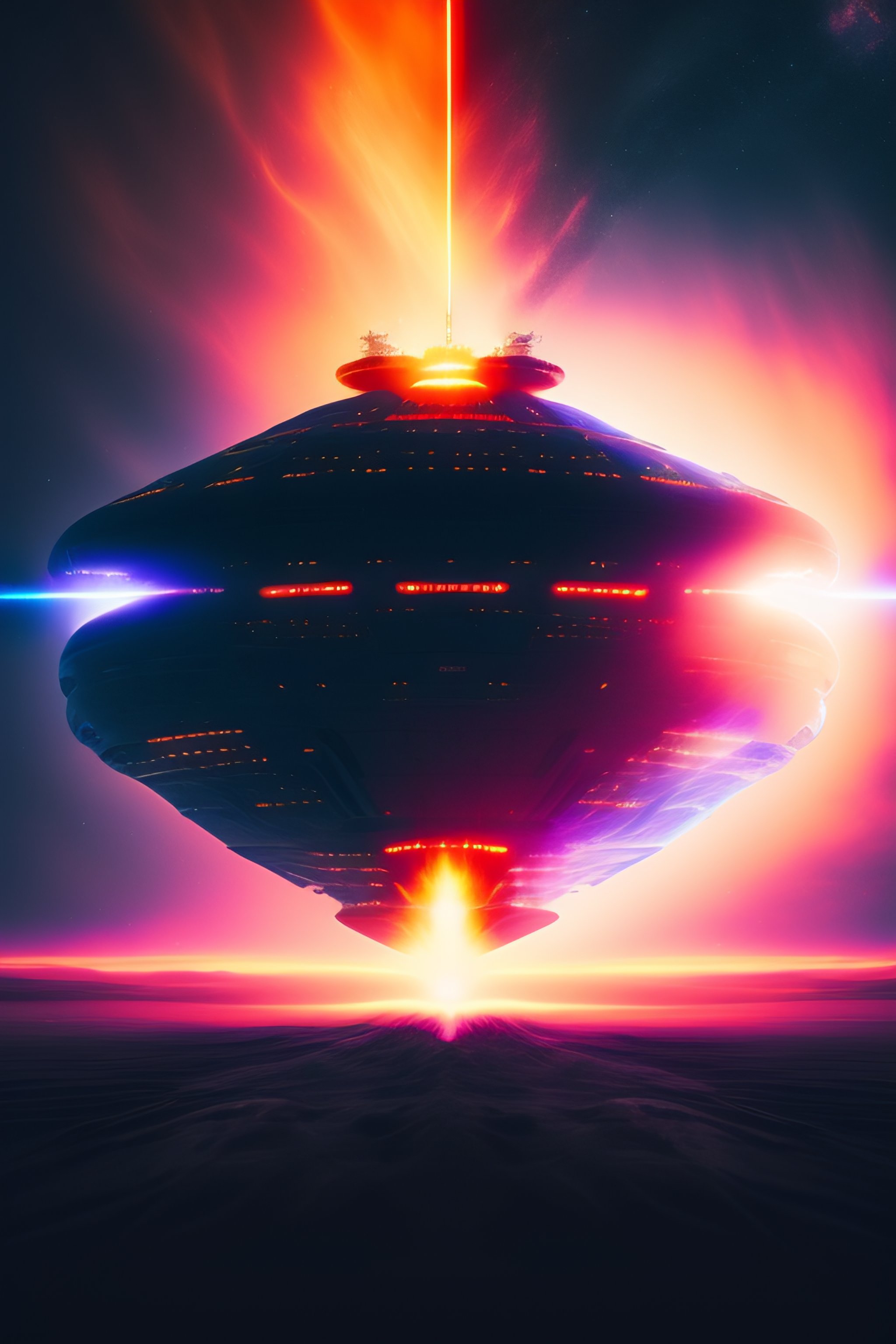 Lexica - Cinematic photo of a giant space war ship firing laser for gun ...