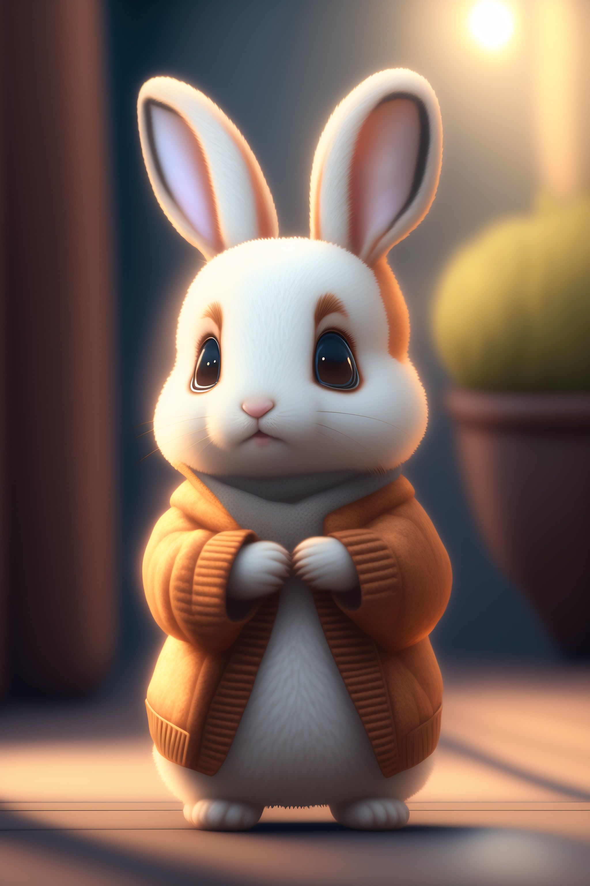 Lexica - Cute adorable little bunny waving and smiling greeting me ...