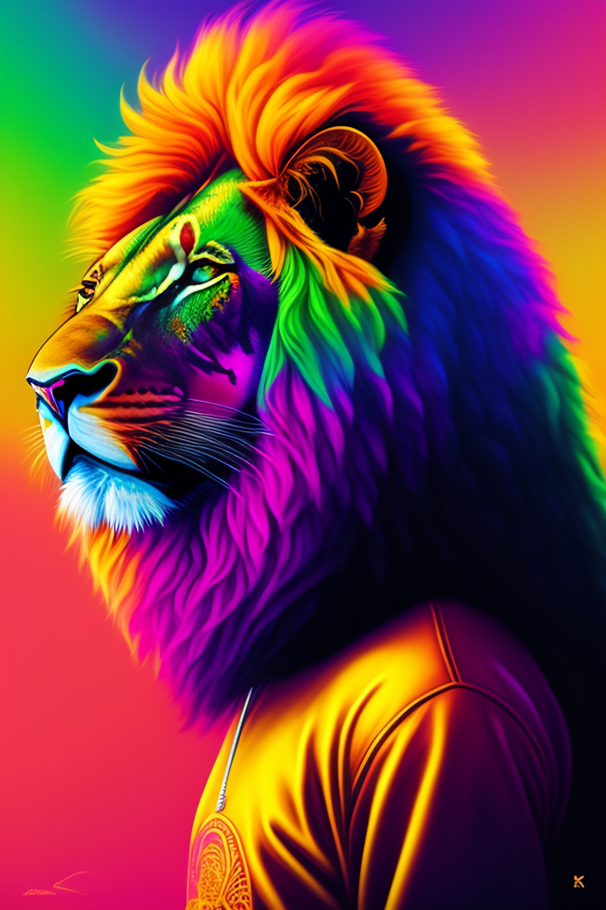 Lexica - Rastafari lion with a psychedelic backgroun, style of laurie ...