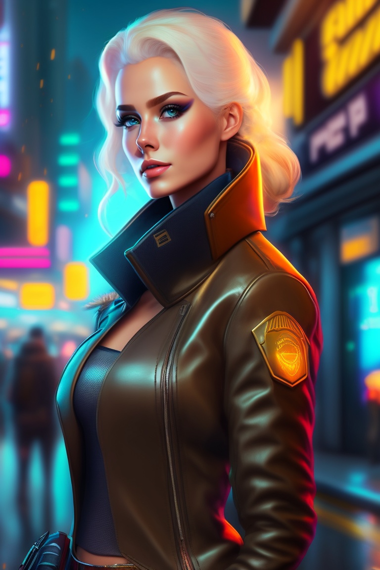 Lexica - Cyberpunk blonde feme fatale reporter, smart but scared night ...