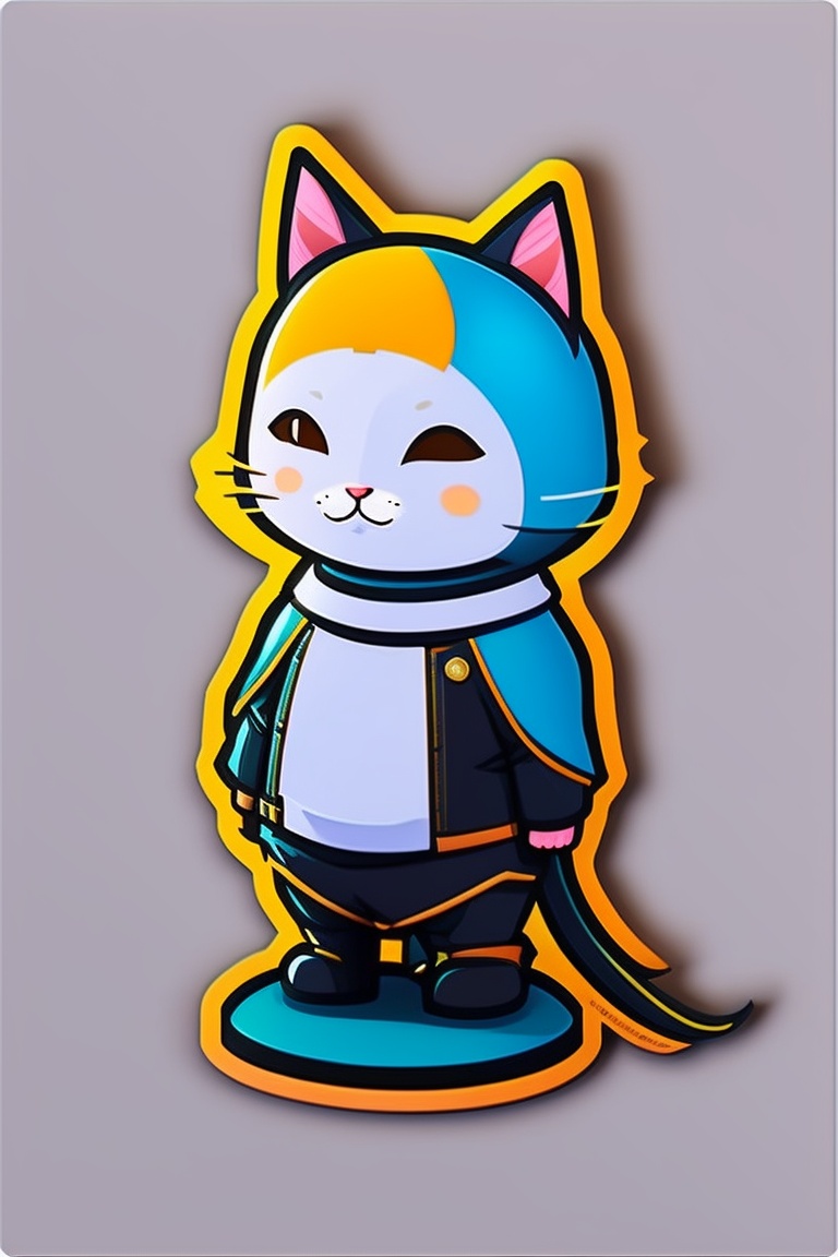 Lexica - Cute cartoon cat hero and mulder sticker, anime style, solid ...