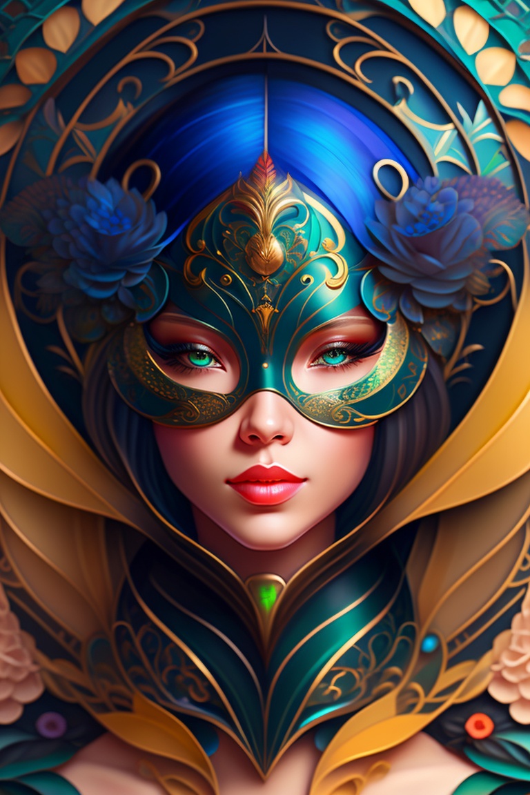 Lexica - Centered detailed portrait of a masked woman wearing a ...