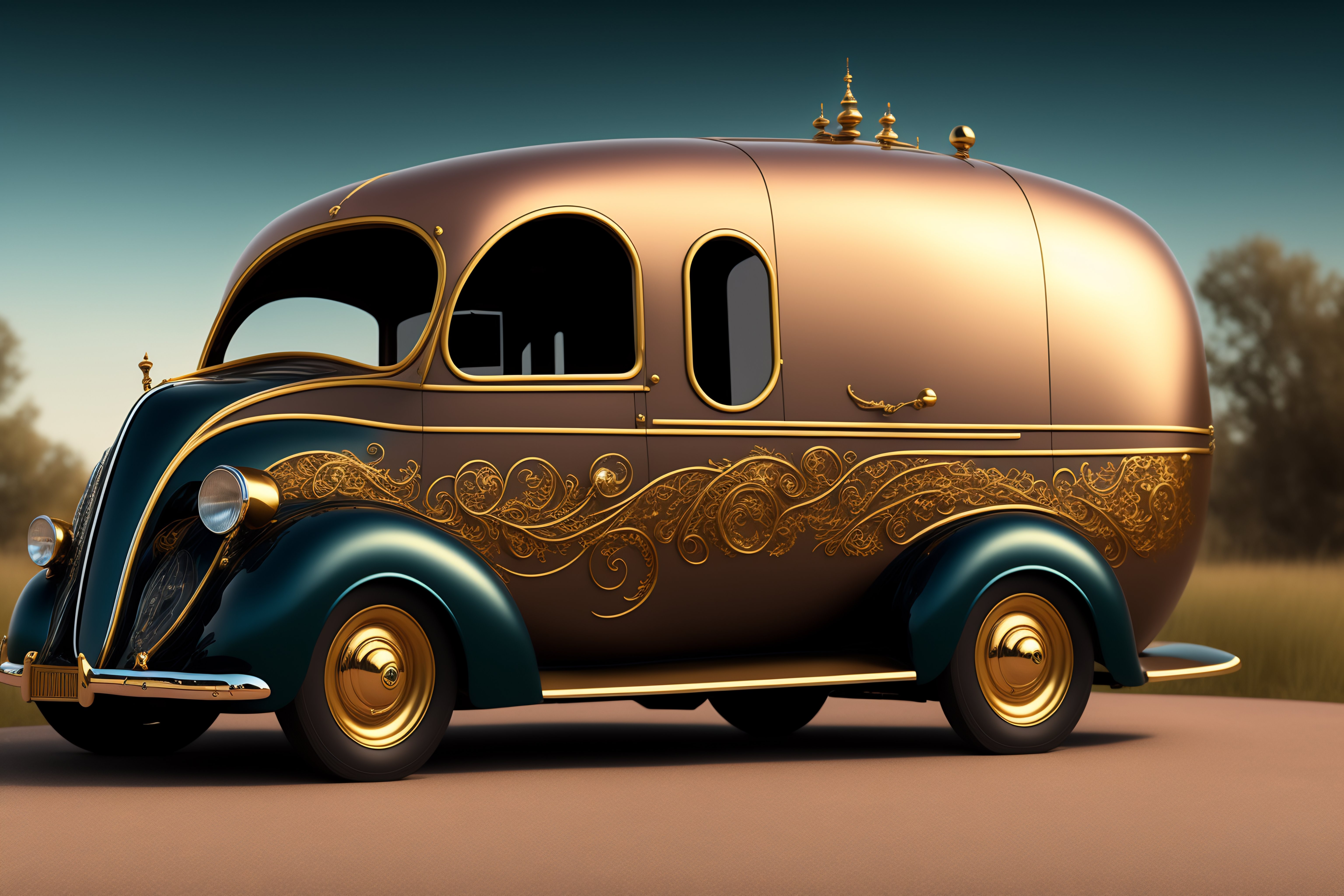 Lexica - RIBBON STEAMPUNK VANS, a CLASSIC CARS, inspired by Robert J. Brawley, auto-destructive ...