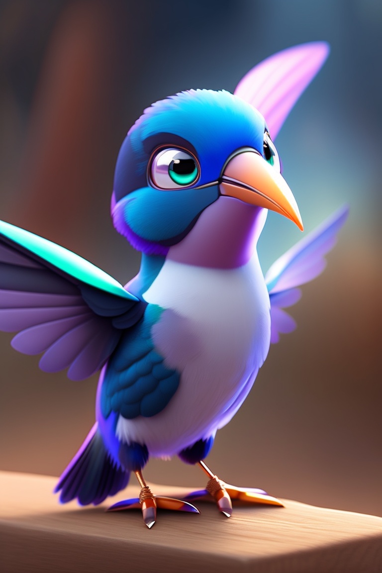 Lexica - Pixar style, blue cartoon hummingbird mascot with adorable ...