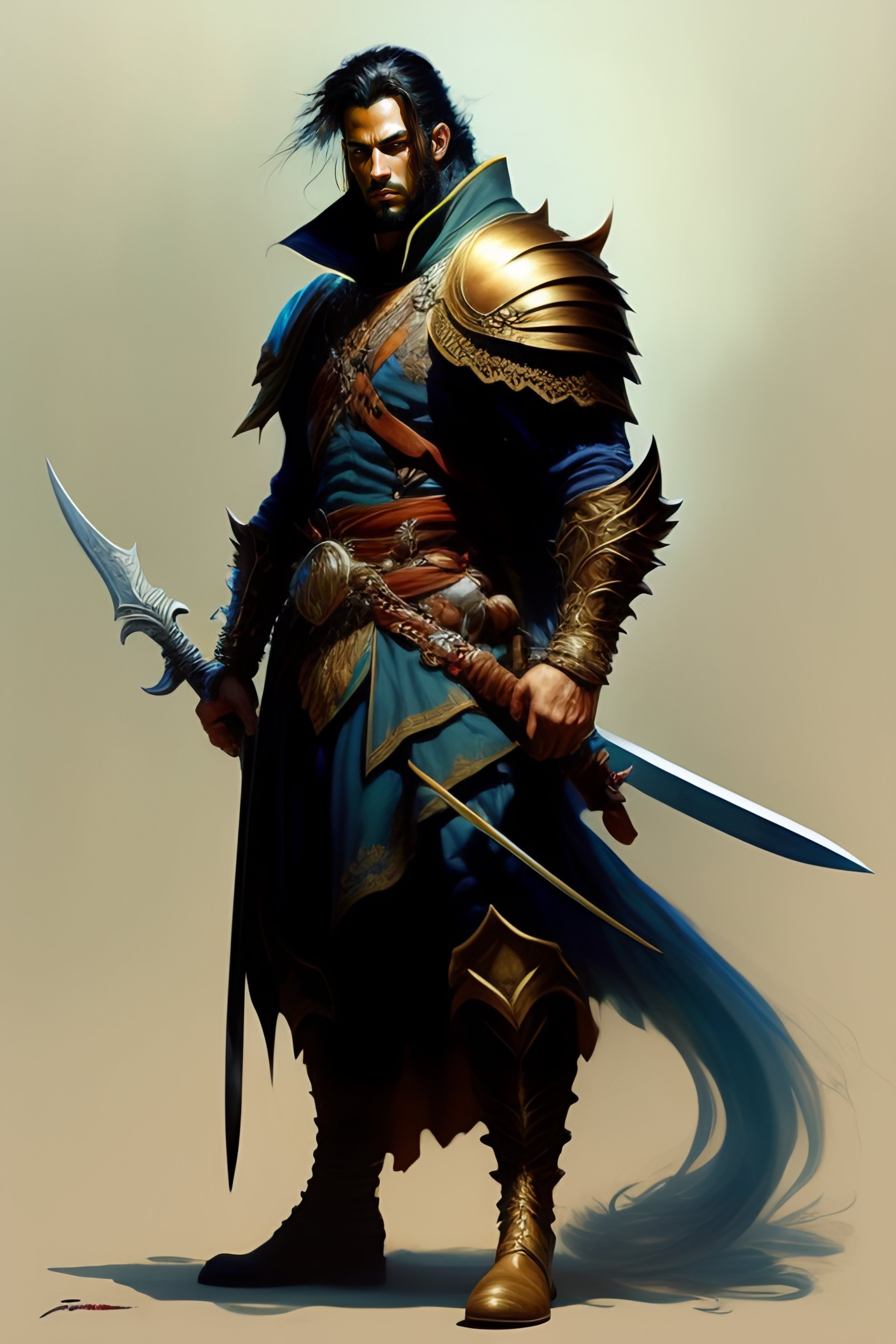 Lexica - A painting of a man with a sword, concept art by Simon Bisley ...