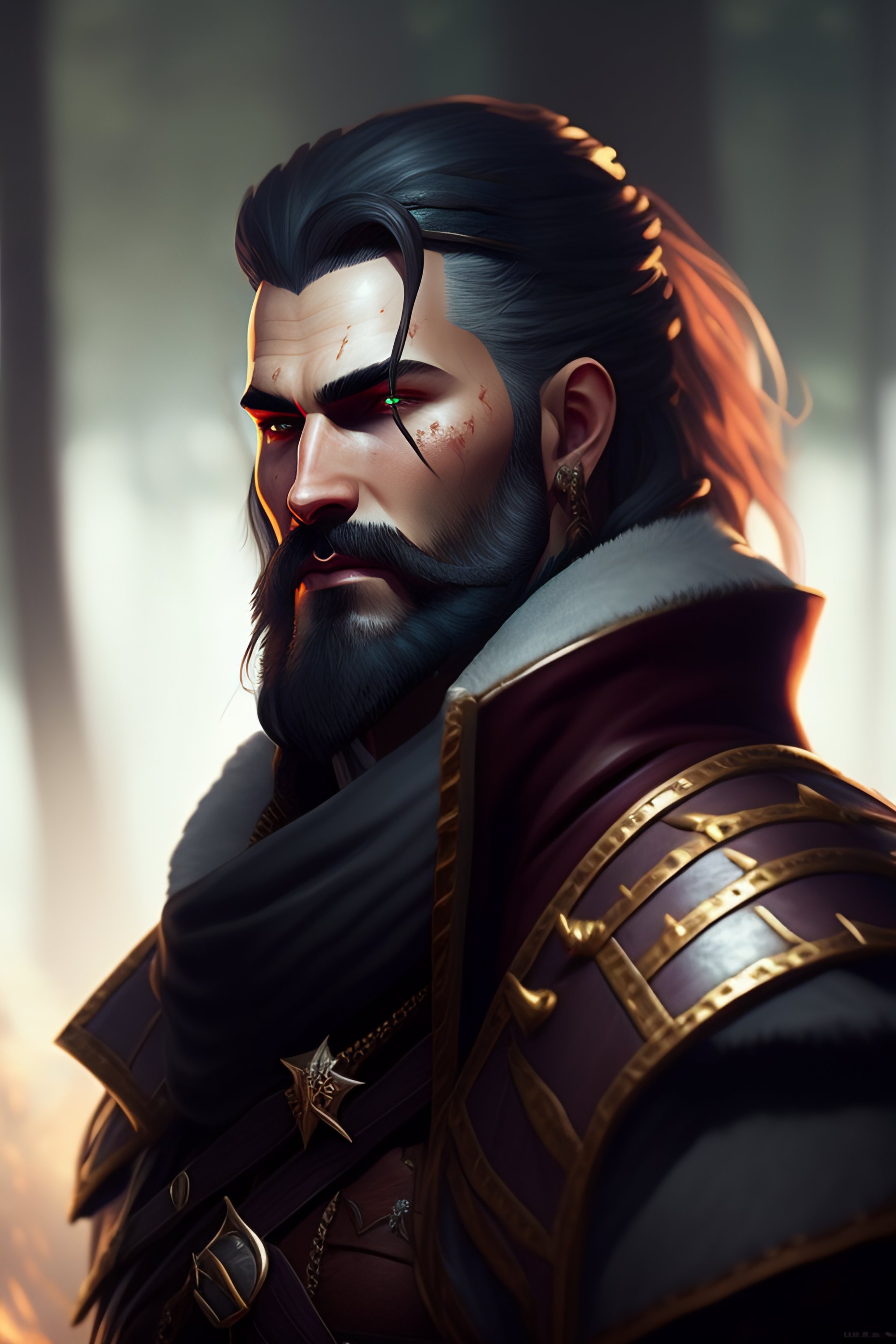 Lexica - Witcher with dark hair and beard, artstation, pathfinder ...