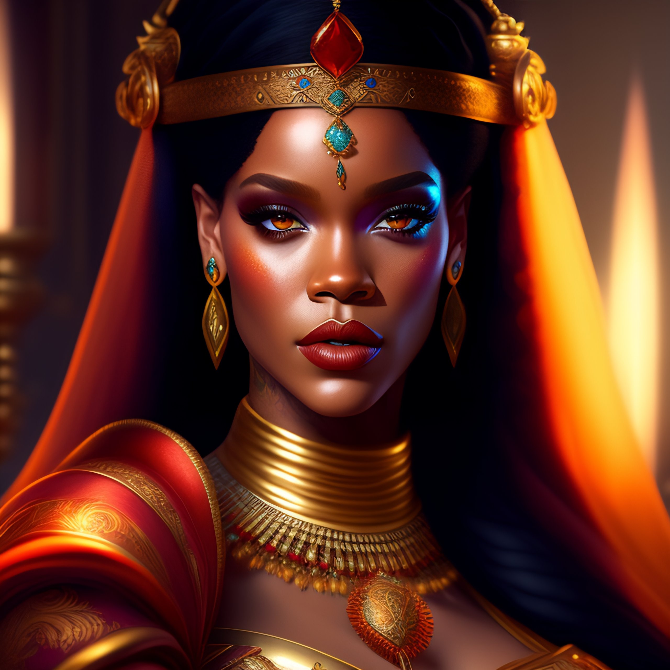 Lexica - Beautiful portrait of Rihanna as cleopatra, red hair, d & d ...