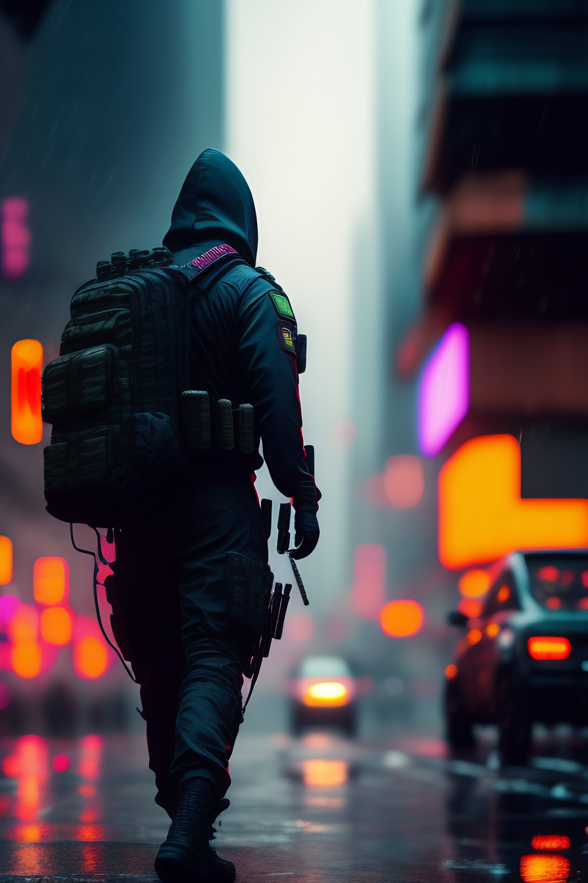 Lexica - Hacker solder, full body, tactical armor, rifle, Neon, Movie ...