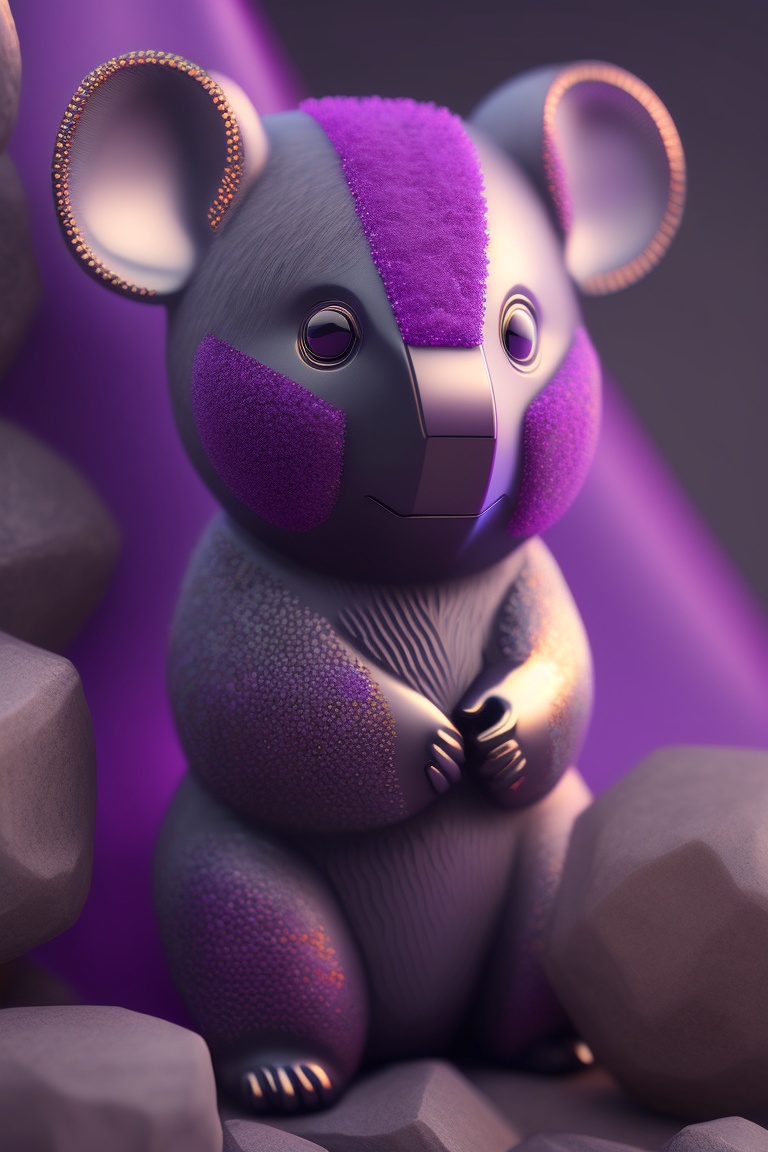 Lexica - Amethyst koala, with amethyst ore