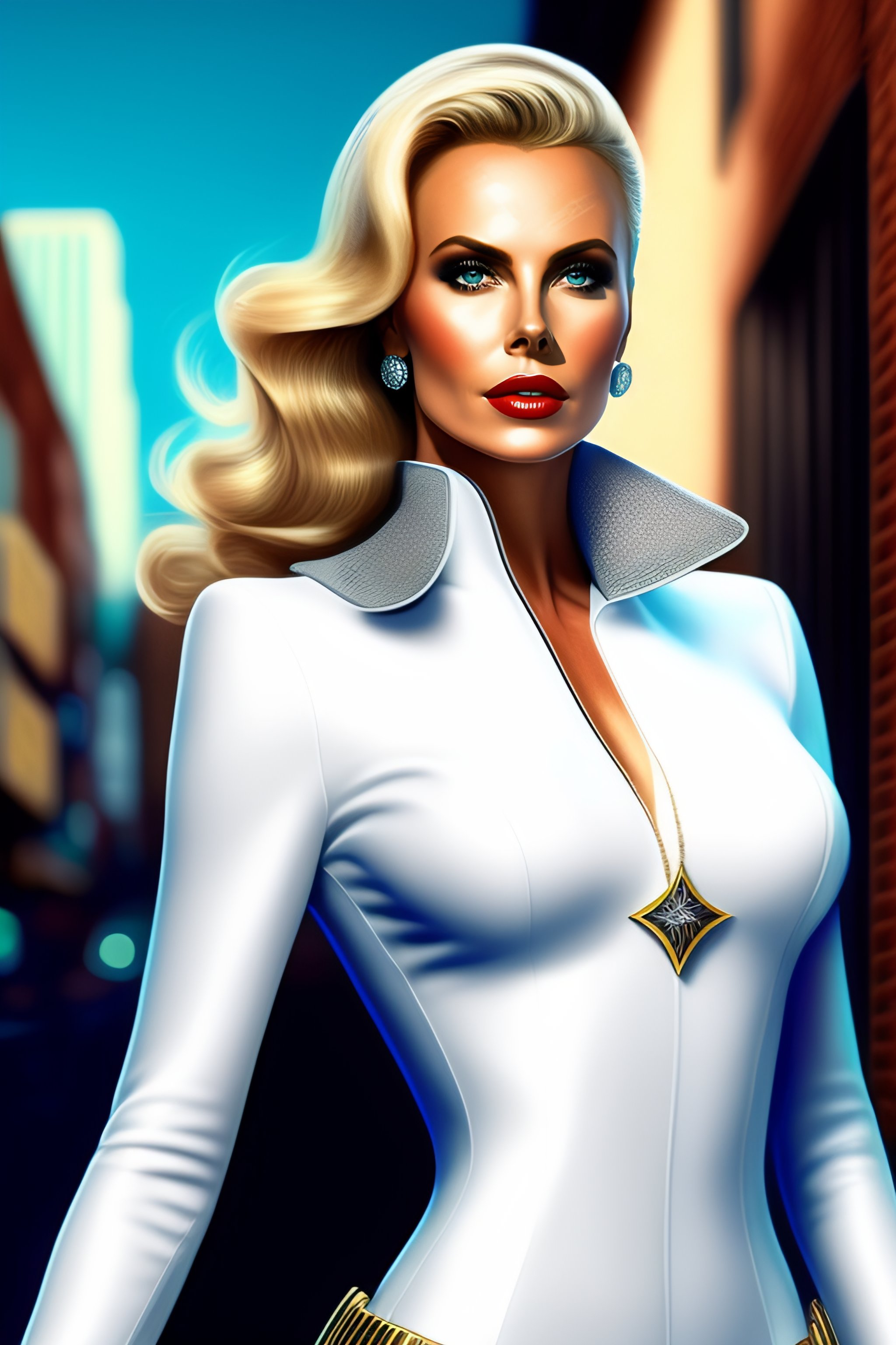 Lexica - 1960s style portrait, Charlize Theron as superhero Emma Frost ...