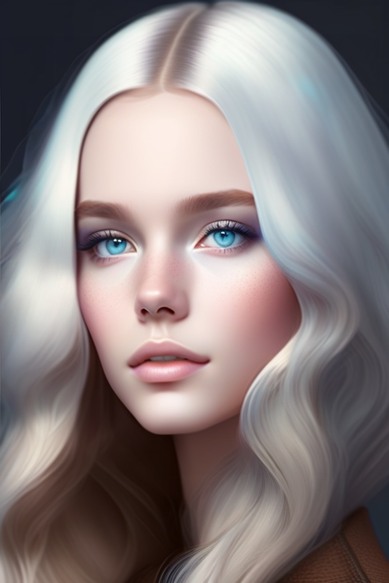 Lexica - Her skin is white, her eyes are blue, and her hair is blonde