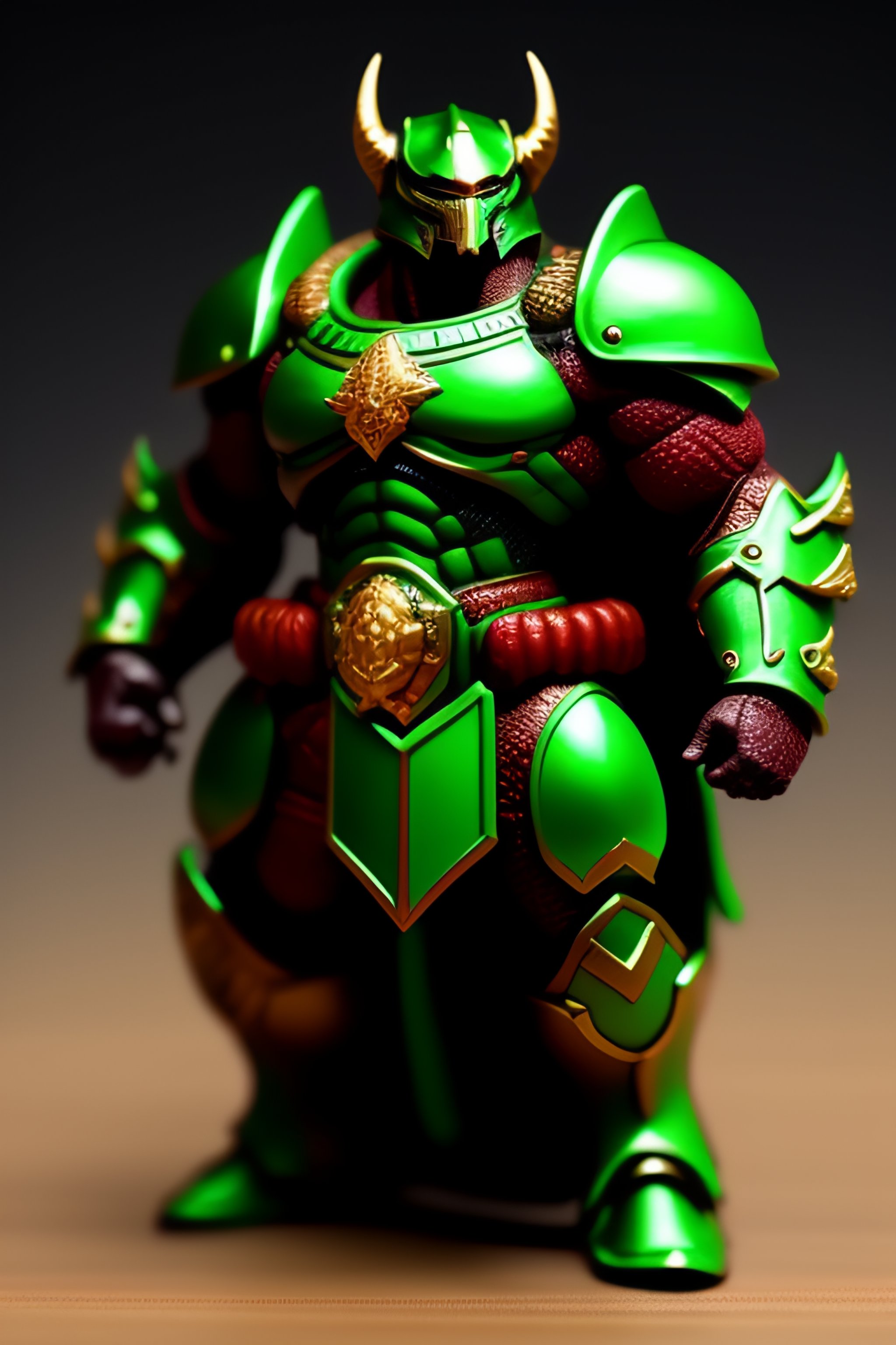 Lexica - A green turtle as the doomslayer,
