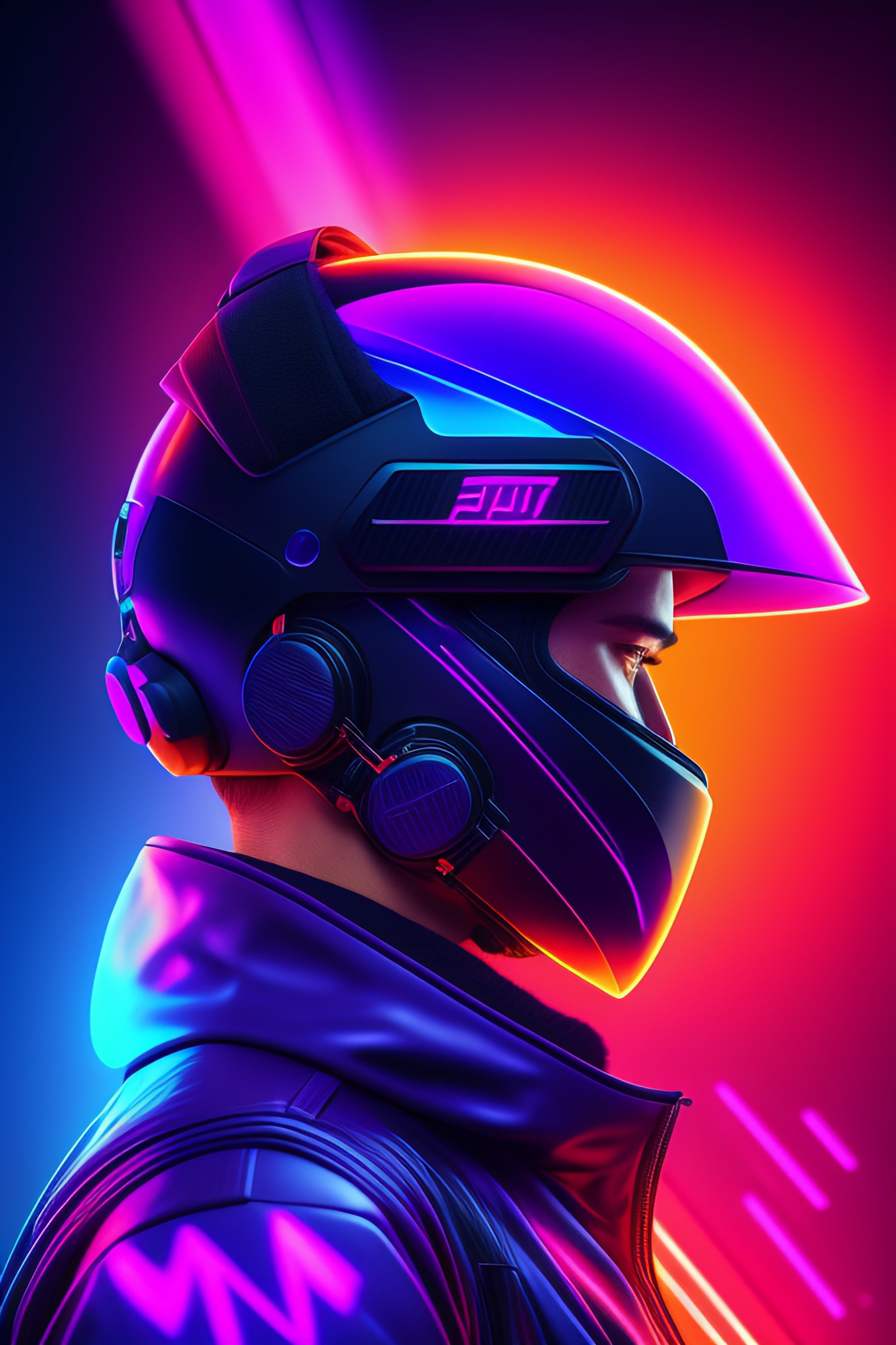 Lexica - Logo for synthwave music producer, helmet, headphones ...