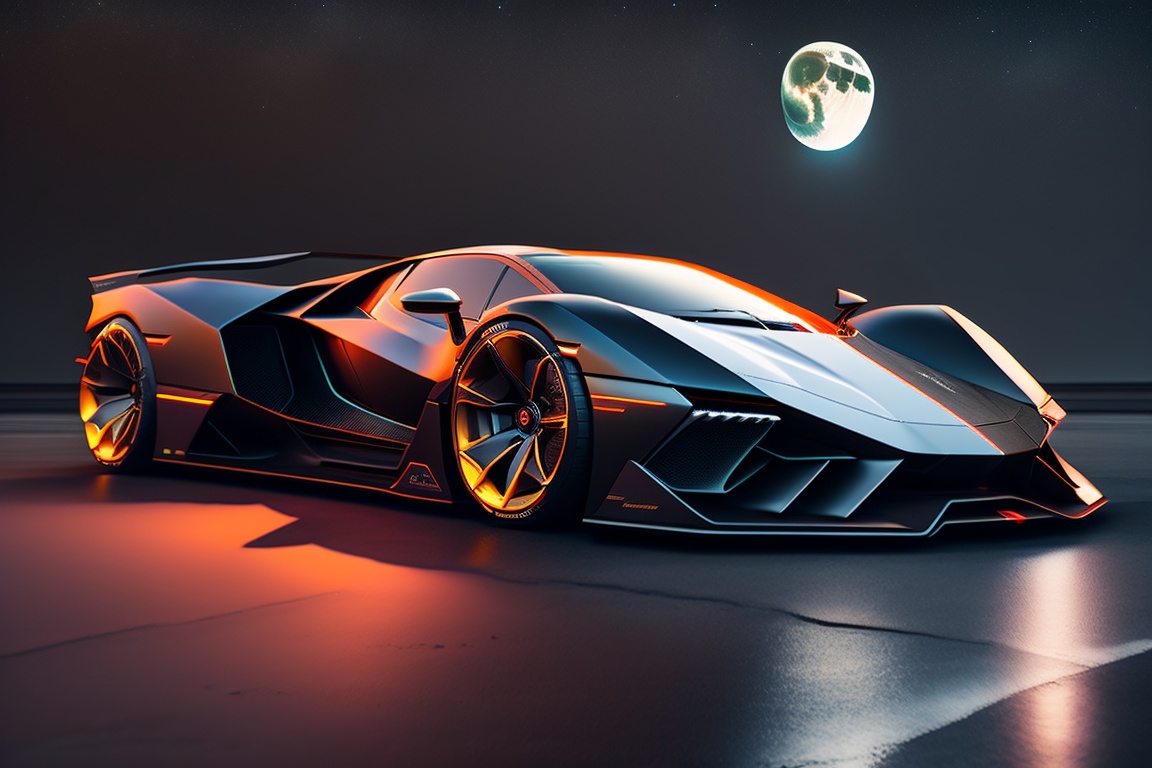 Lexica - Dark, stars, moon, car, Lamborghini Terzo Millennio, sharp ...