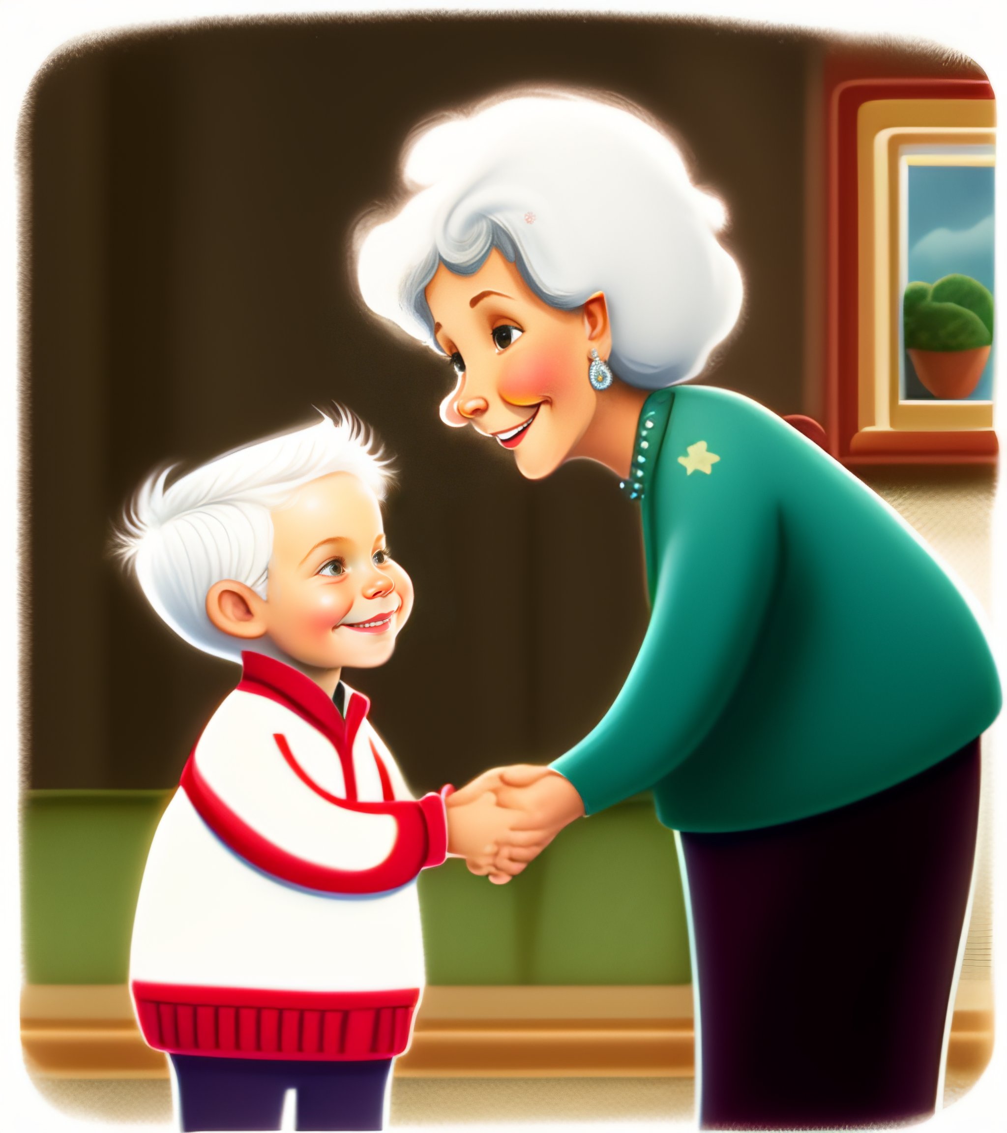 Lexica - Cartoon Caucasian grandmother, short white hair, saying thank ...
