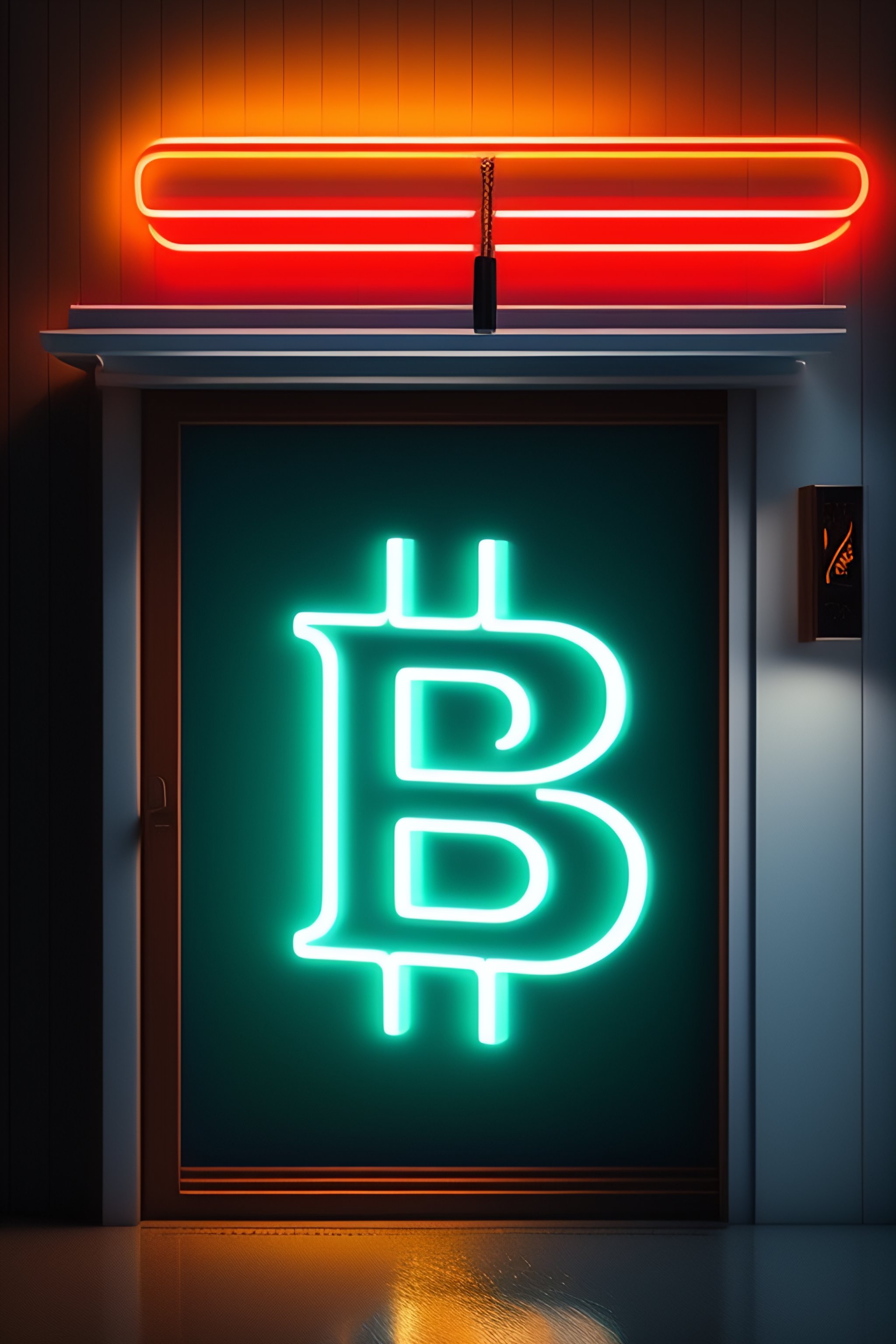 Lexica - WRITE "BITCOIN FOR THE HOOD" A CLEAR BITCOIN LOGO NEON LIGHT