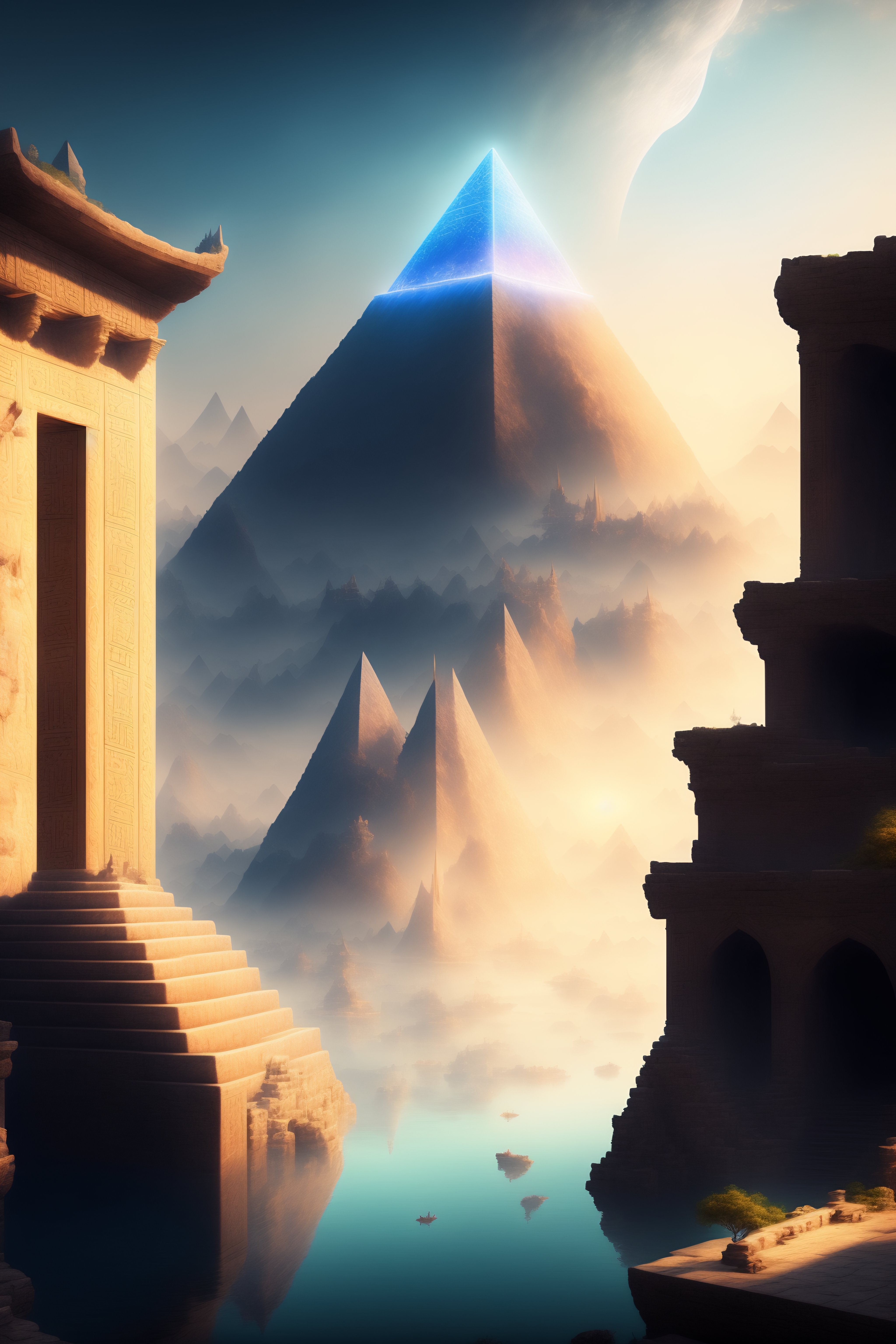 Lexica - A very distant view of one single white glowing magical great ...