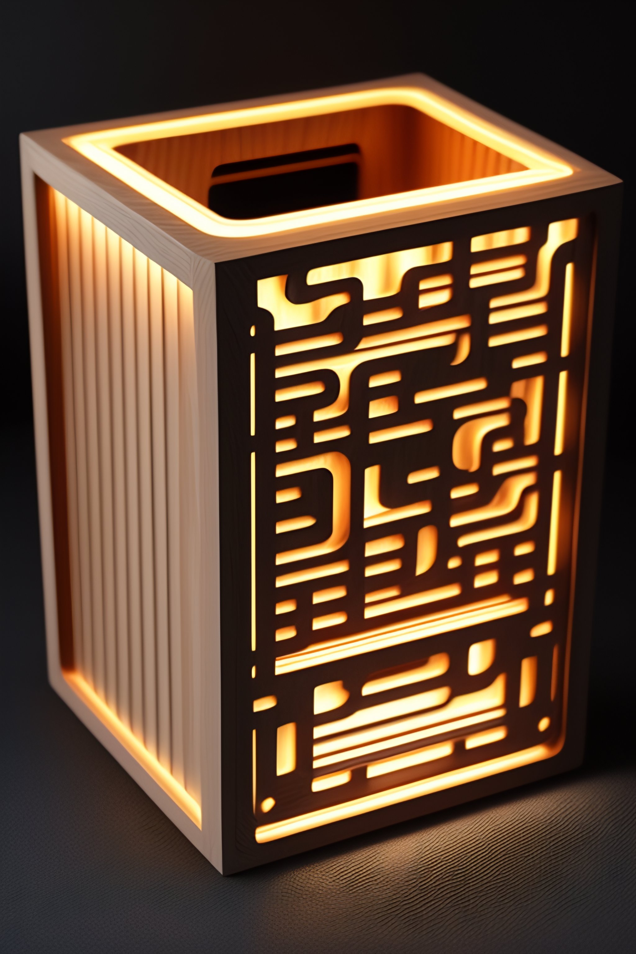 Lexica - Lasercut wood case box led MDF