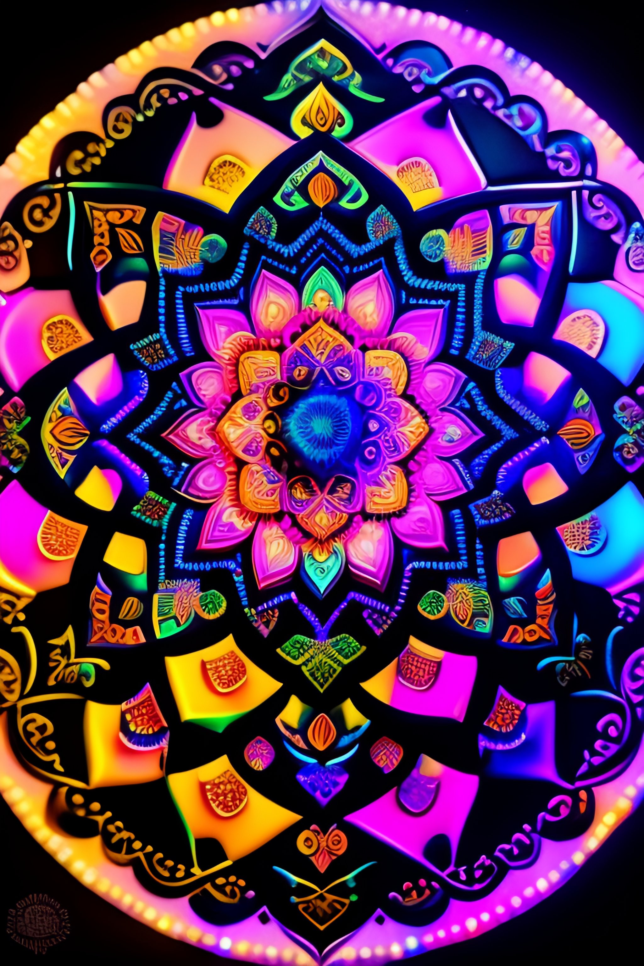 Lexica - Blacklight makeup mandala on the belly of a woman