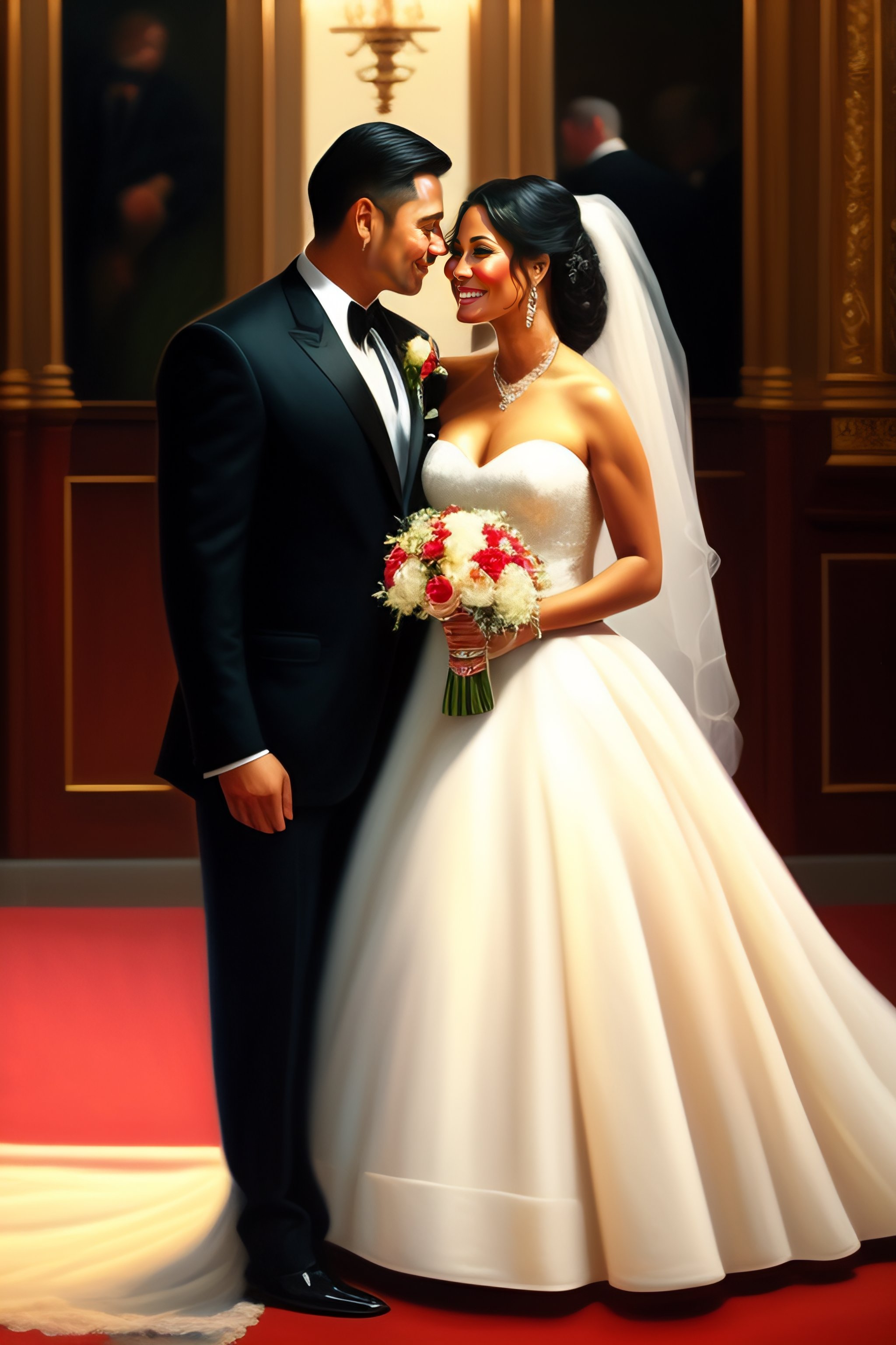 Lexica - Oil painting of couple at their wedding