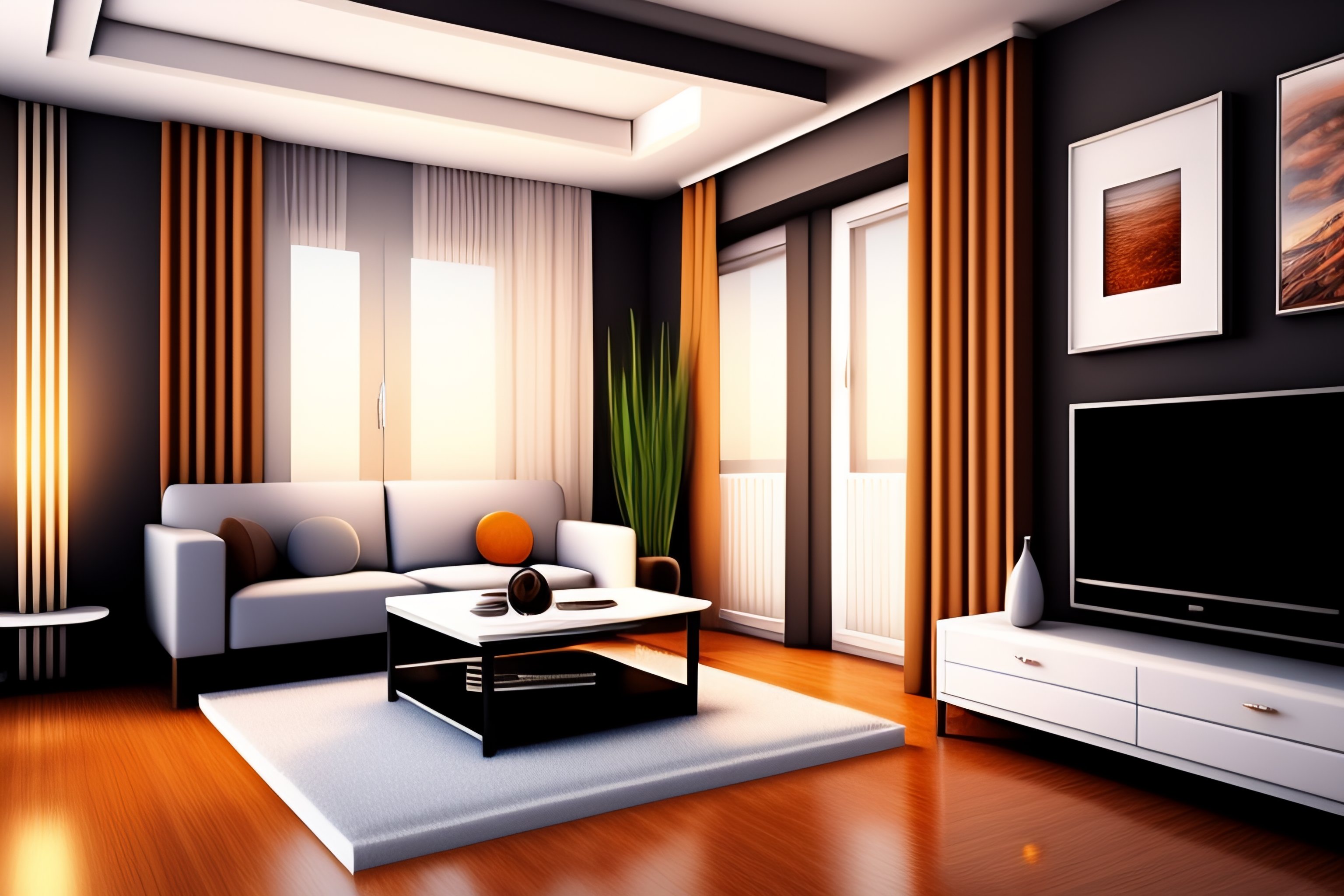 Lexica - A cartoon background of a living room with neutral colors