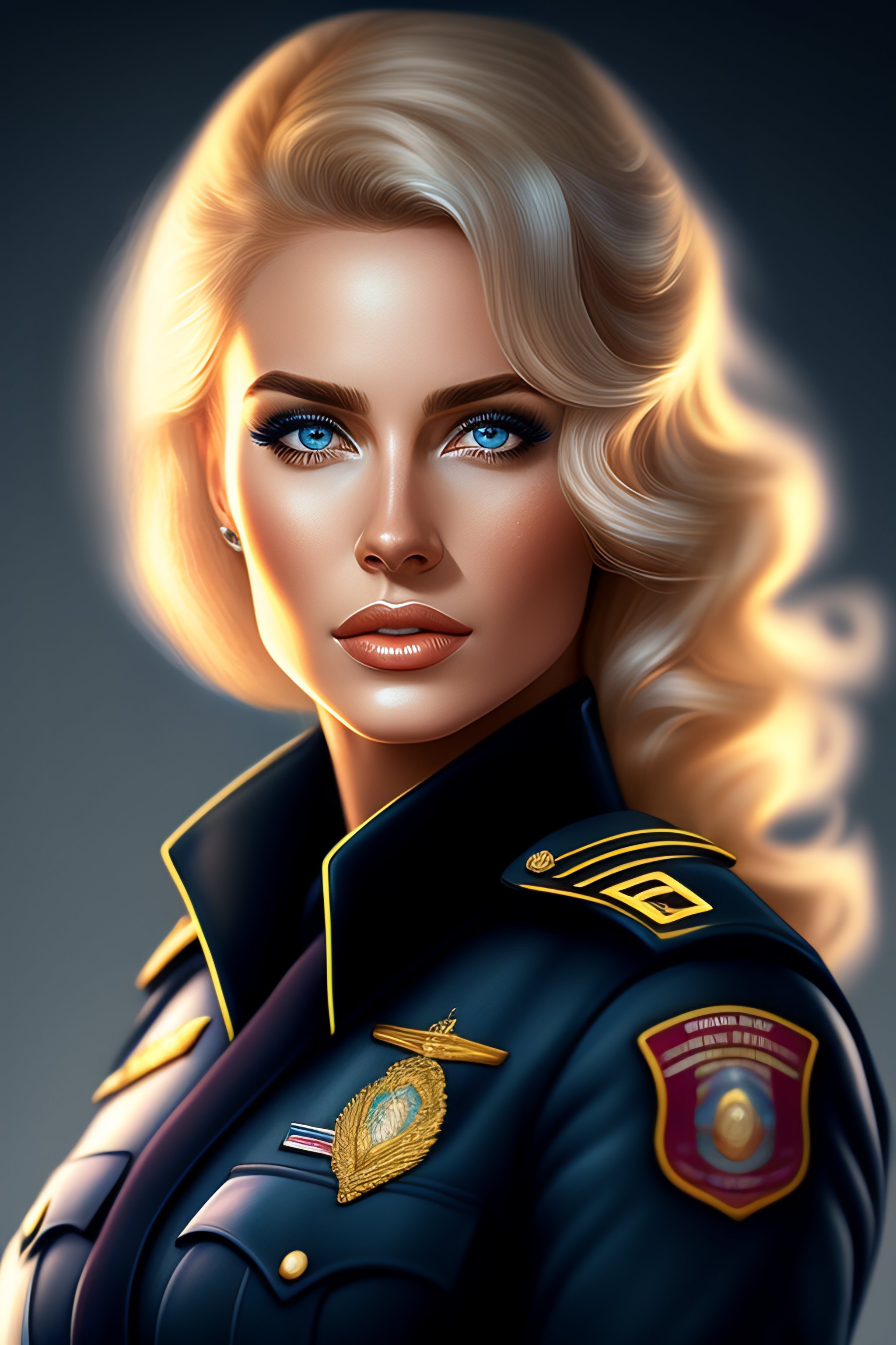 Lexica - Blonde hair lady in police uniform, pretty face, full body ...