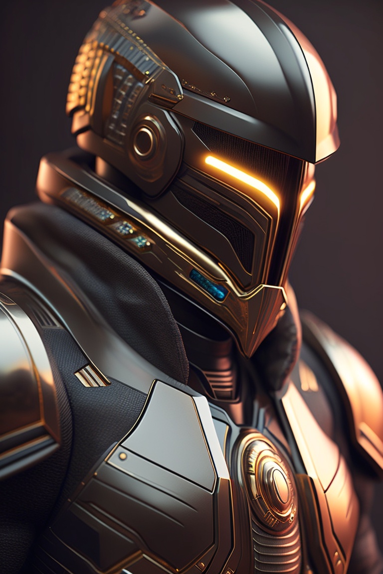 Lexica - A photo of a heavy armored cyber soldier, symmetrical face ...